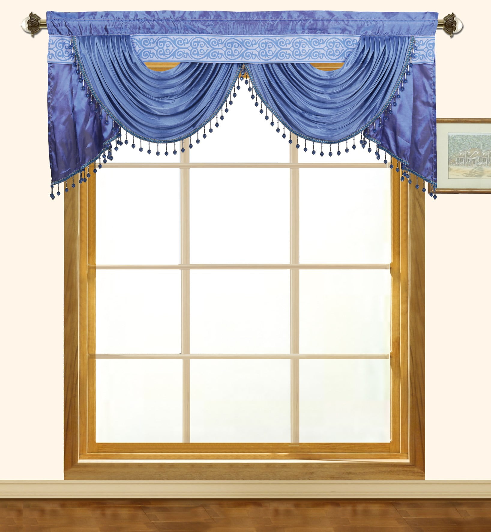 Sandra Beaded Austrian Valance and Swag Combo, Blue - Walmart.com