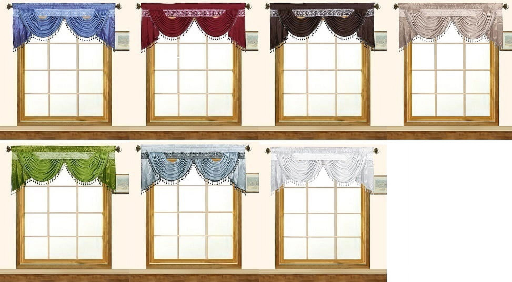 Sandra Beaded Austrian Valance and Swag Combo, Sage Green - Walmart.com