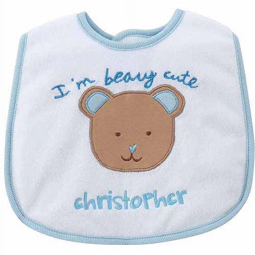 Sandra Magsamen Personalized Baby Bib for Boys, Beary Cute, White ...