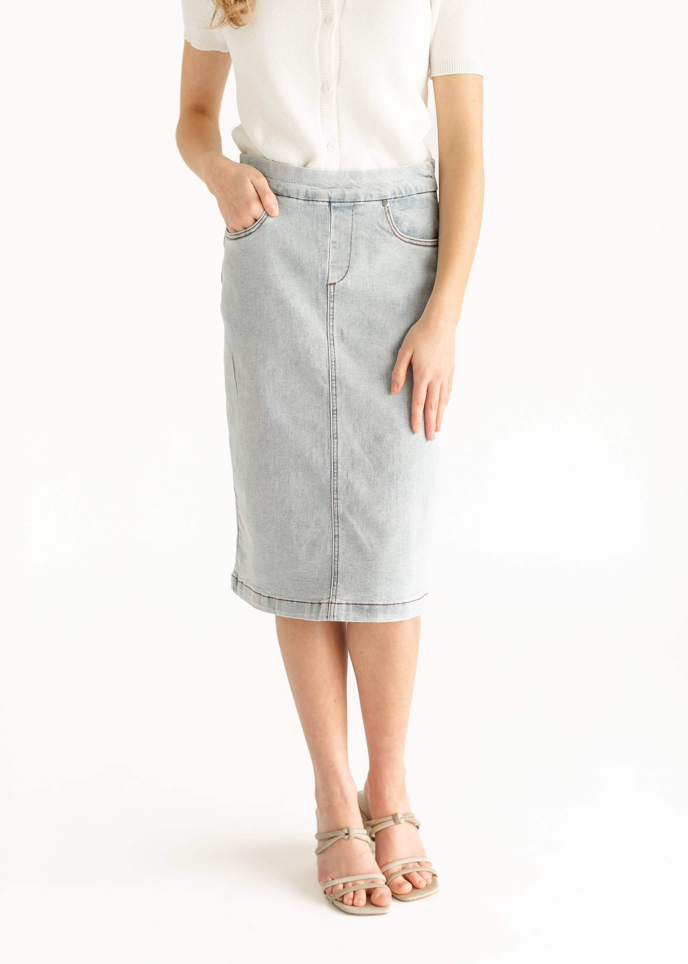 Sandra Midi Denim Skirt - Walmart.com