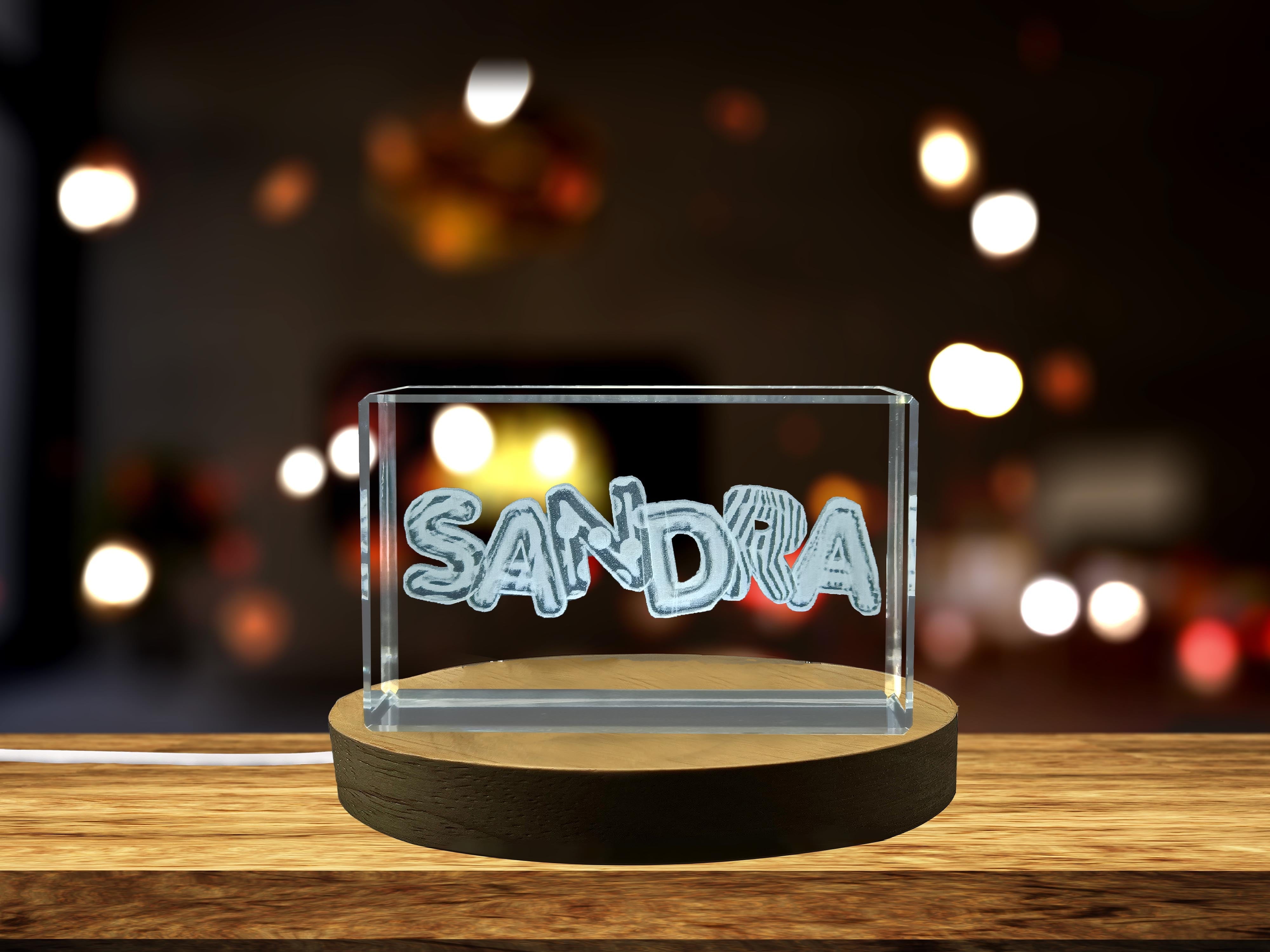 Sandra | Names Art 3D Engraved Crystal - Walmart.com
