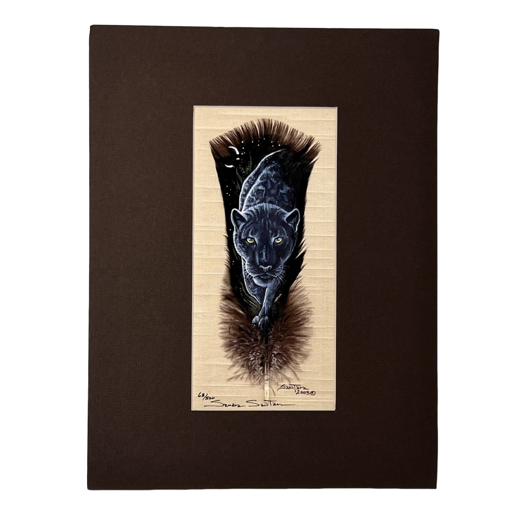 Sandra Santara Jaguar Nights - Black Jaguar on Turkey Feather Print LE ...