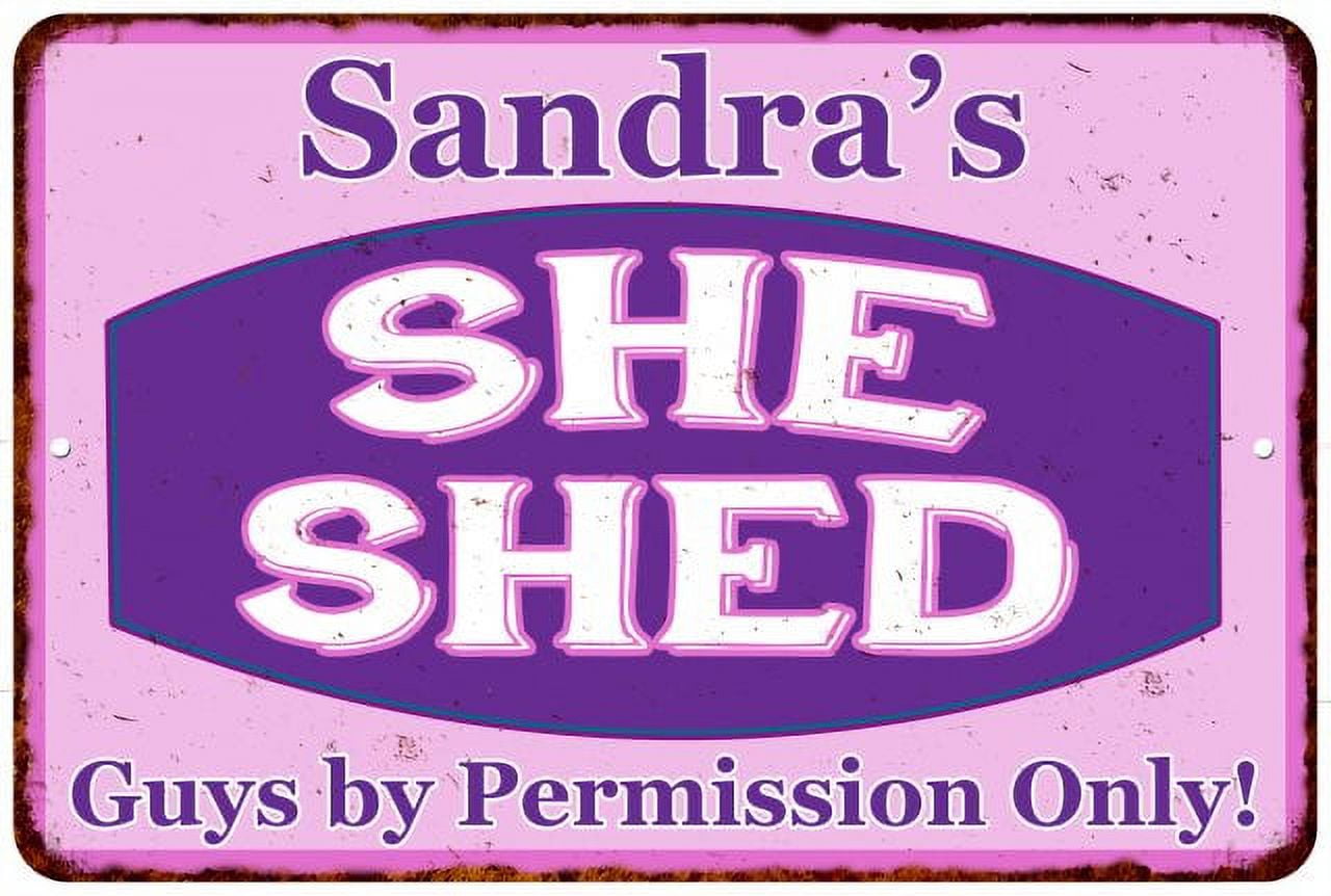 Sandra's Purple & Pink SHE SHED Vintage Sign 8x12 Woman Wall Decor ...