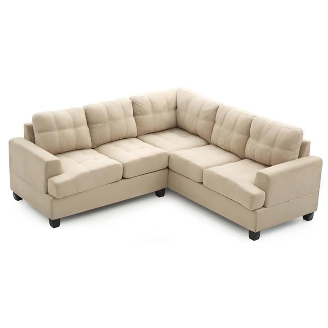 Sandridge 80 in. 2 Piece Microfiber L Shape Sectional Sofa in Vanilla ...