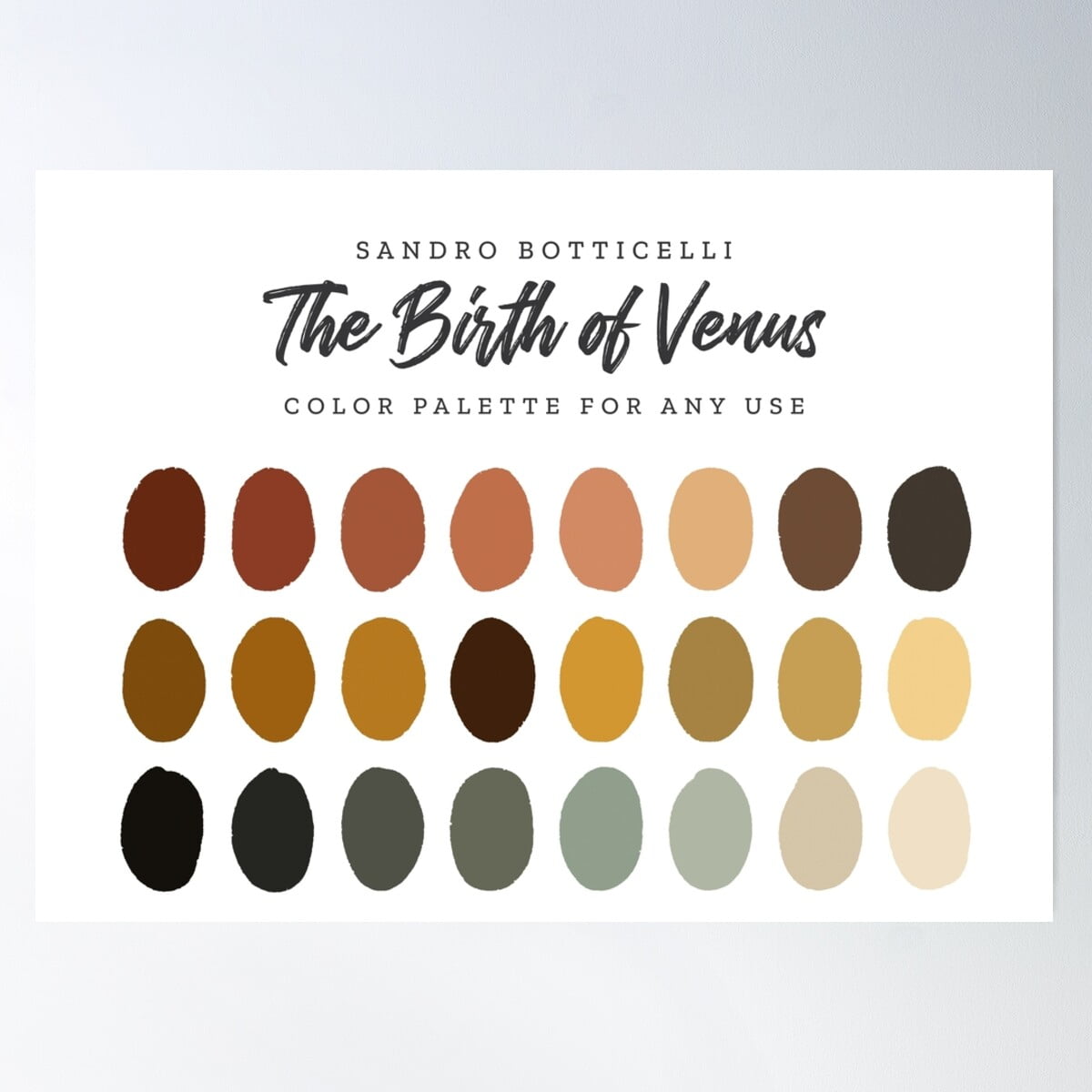 Sandro Botticelli'S The Birth Of Venus, Color Palette Poster Wall Art ...