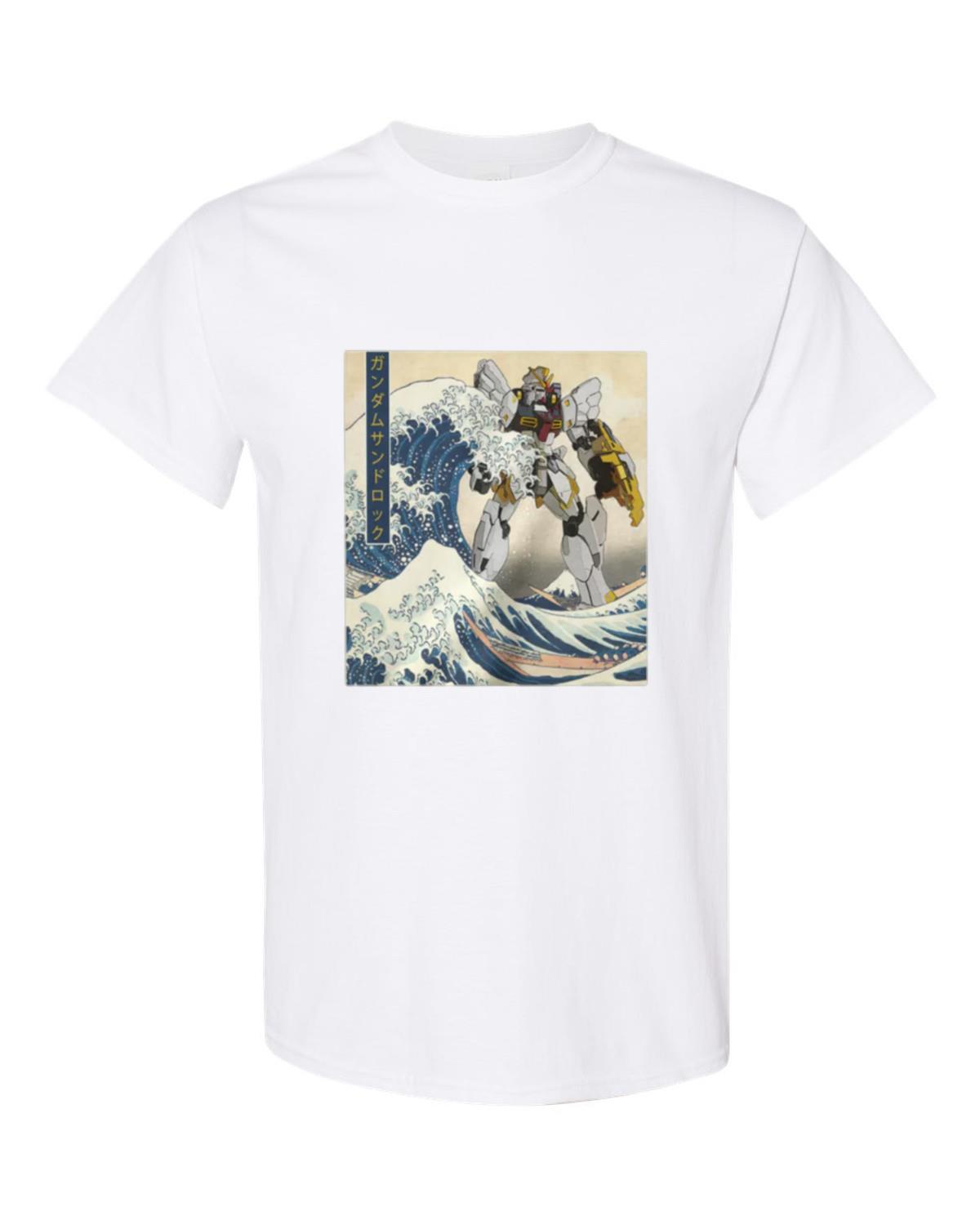 Sandrock Mobile Suit Emerging From Great Wave In Anime Fusion T-Shirt ...
