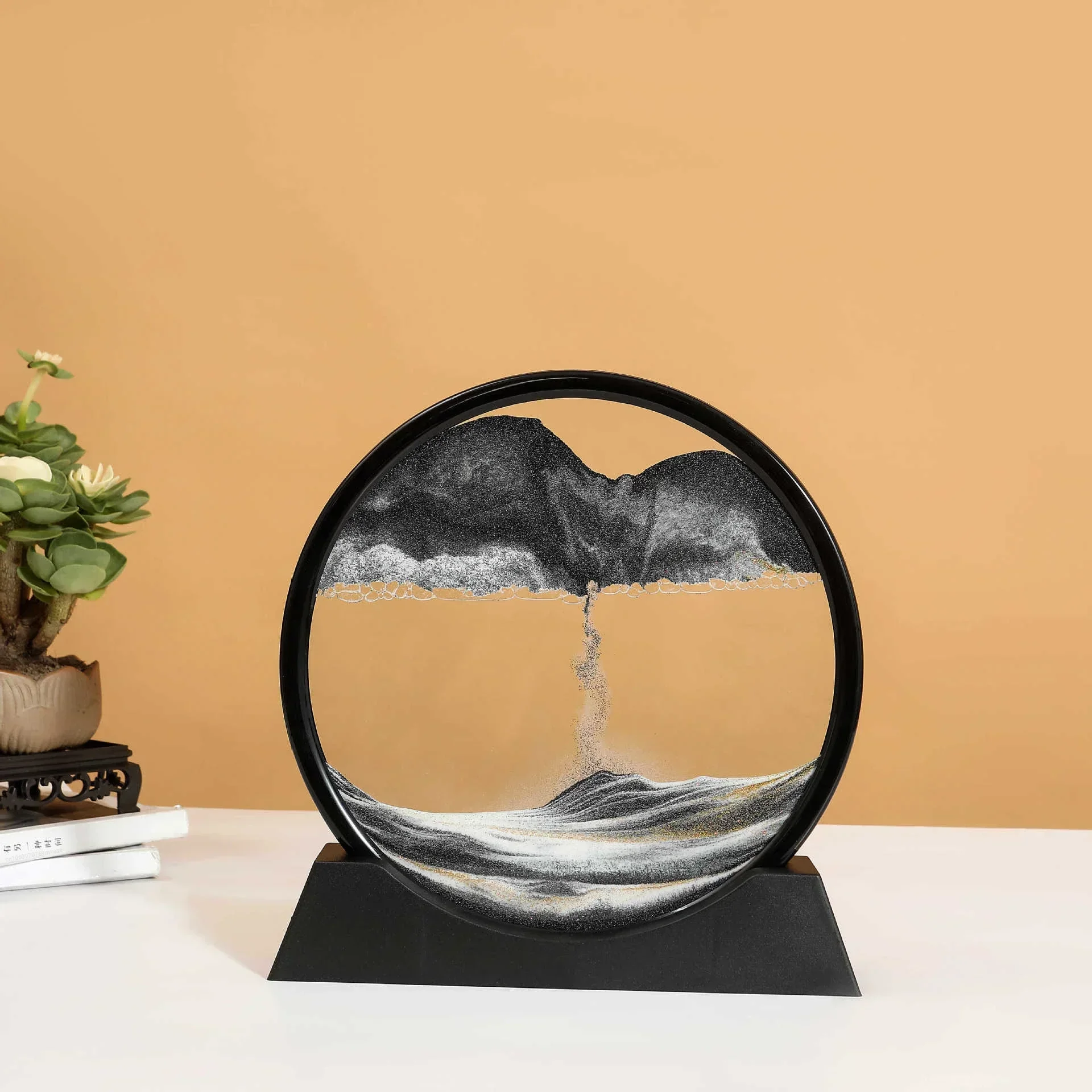Sandscape Moving Sand Art Picture Round Glass 3D Deep Sea Quicksand ...