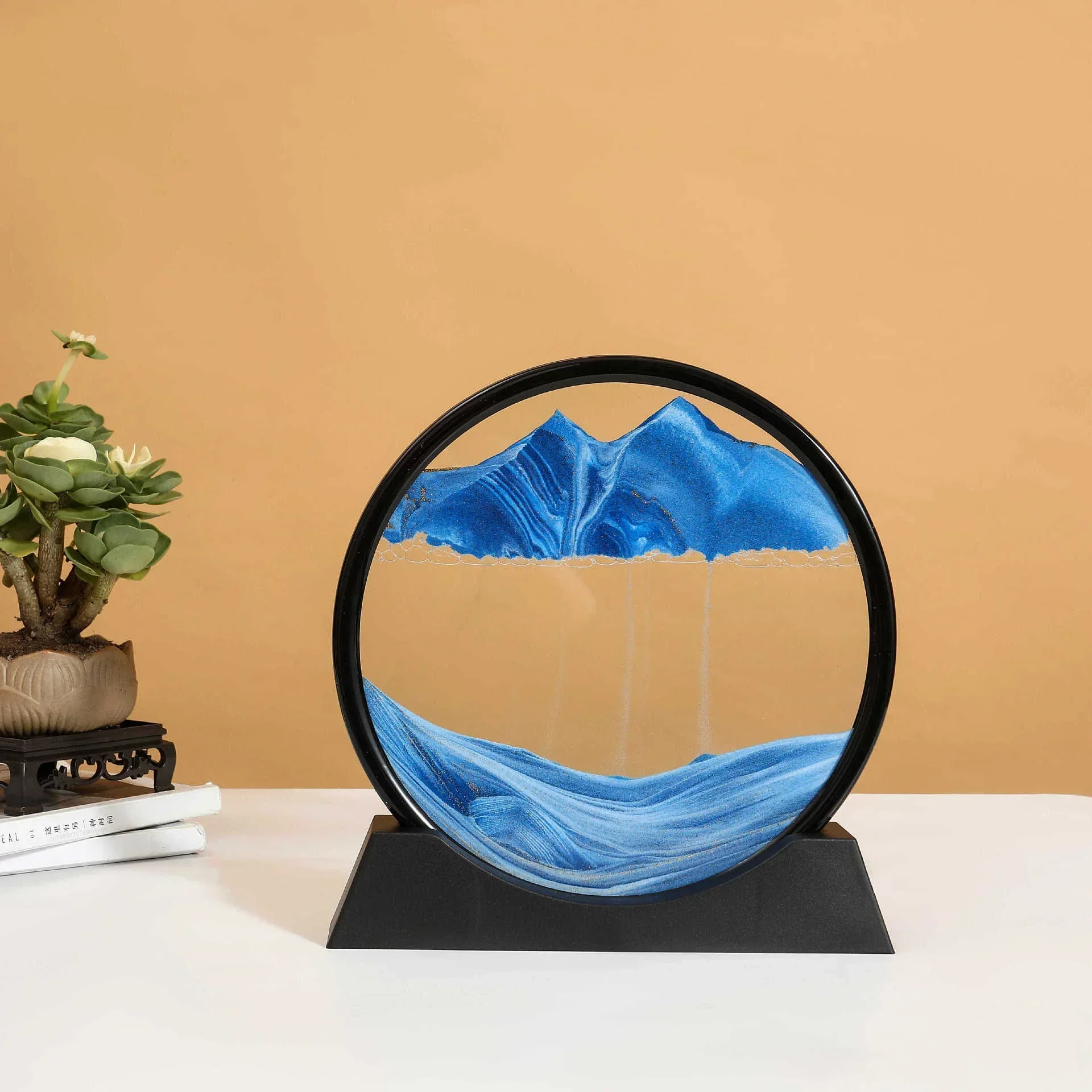 Sandscape Moving Sand Art Picture Round Glass 3D Deep Sea Quicksand ...