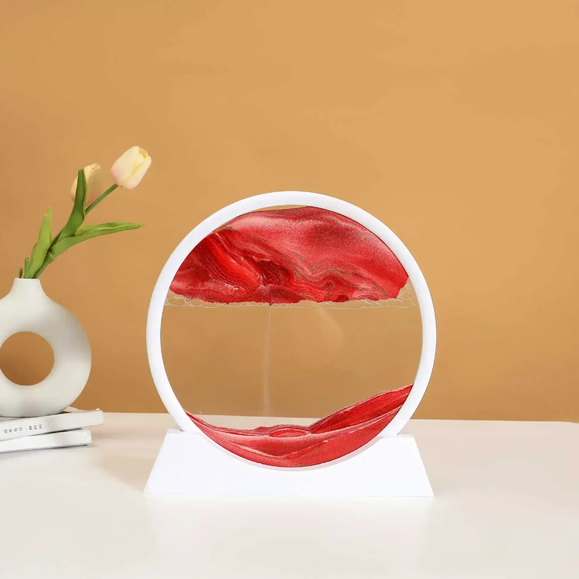 Sandscape Moving Sand Art Picture Round Glass 3D Deep Sea Quicksand ...