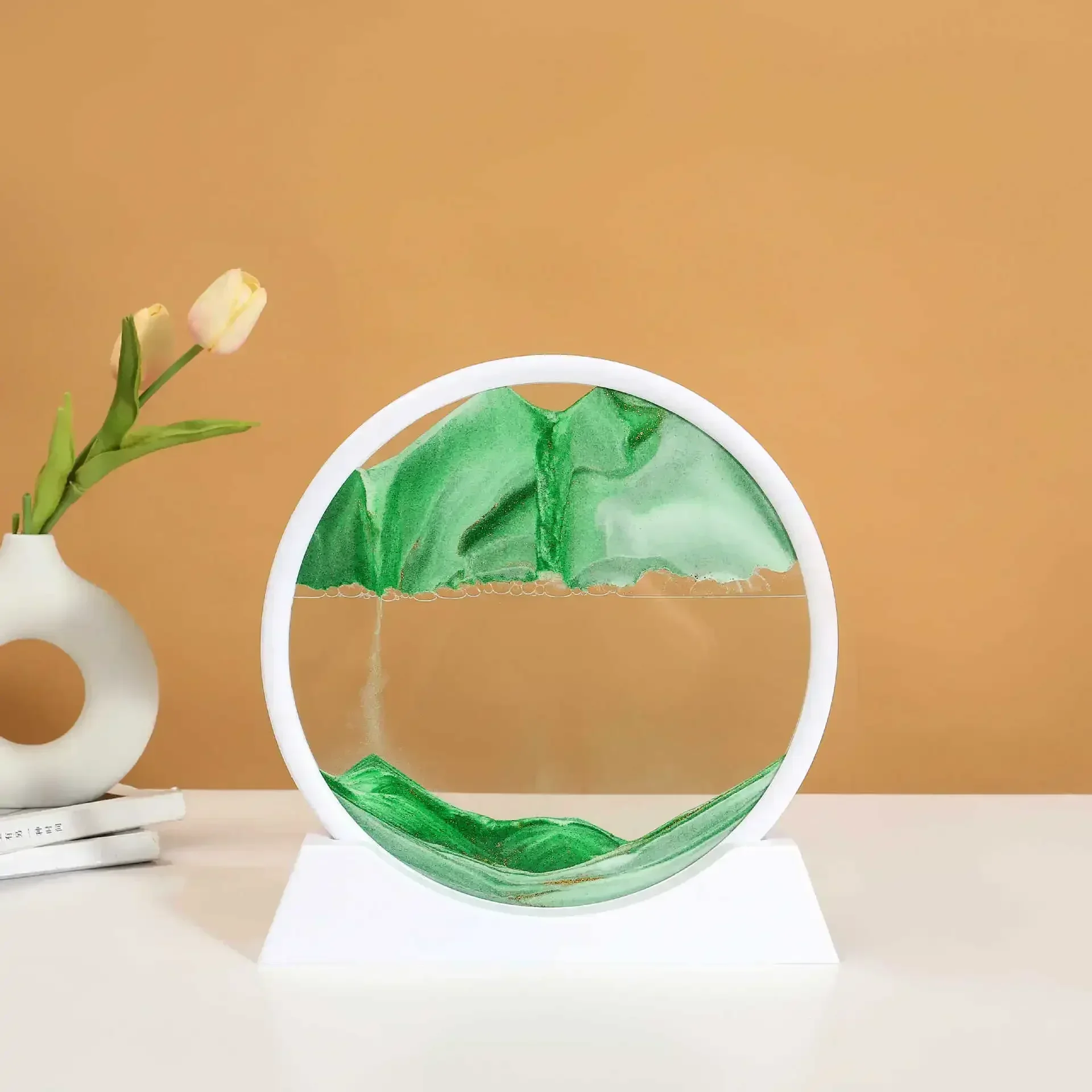 Sandscape Moving Sand Art Picture Round Glass 3D Deep Sea Quicksand ...