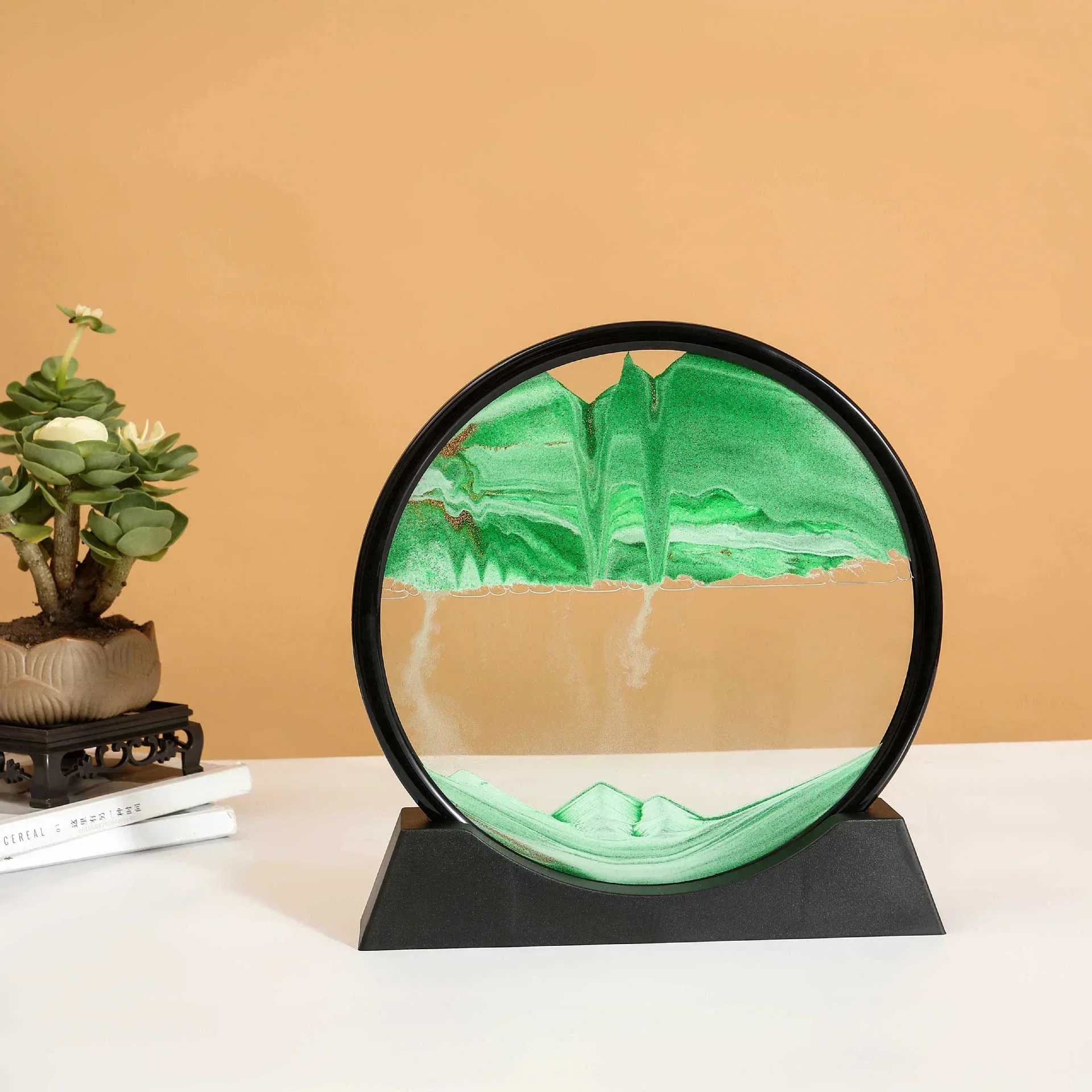 Sandscape Moving Sand Art Picture Round Glass 3D Deep Sea Quicksand ...