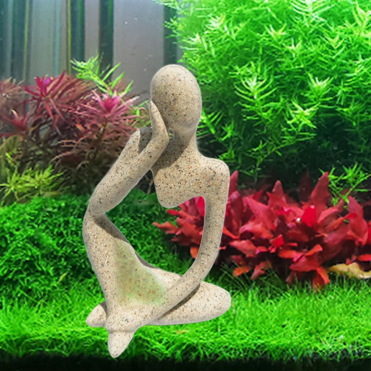 Sandstone Meditating Statue Fish Tank Decorations Betta Fish Aquarium ...