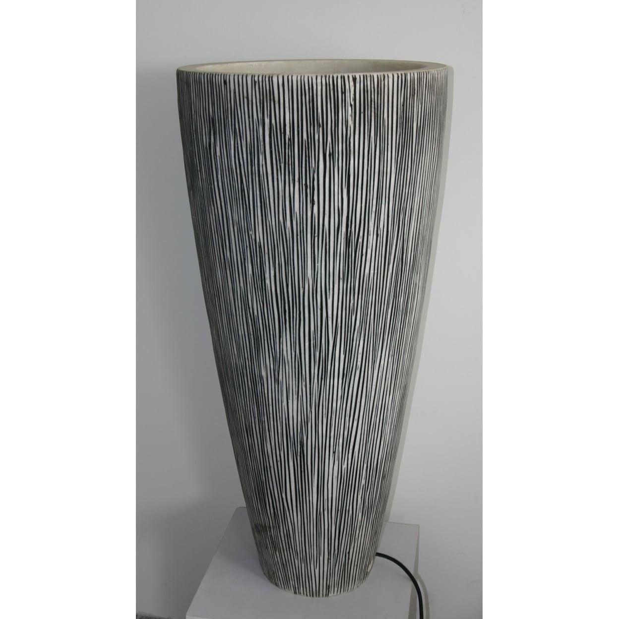 Sandstone Ribbed Finish Long Conical Planter With Light 18" X 39 ...