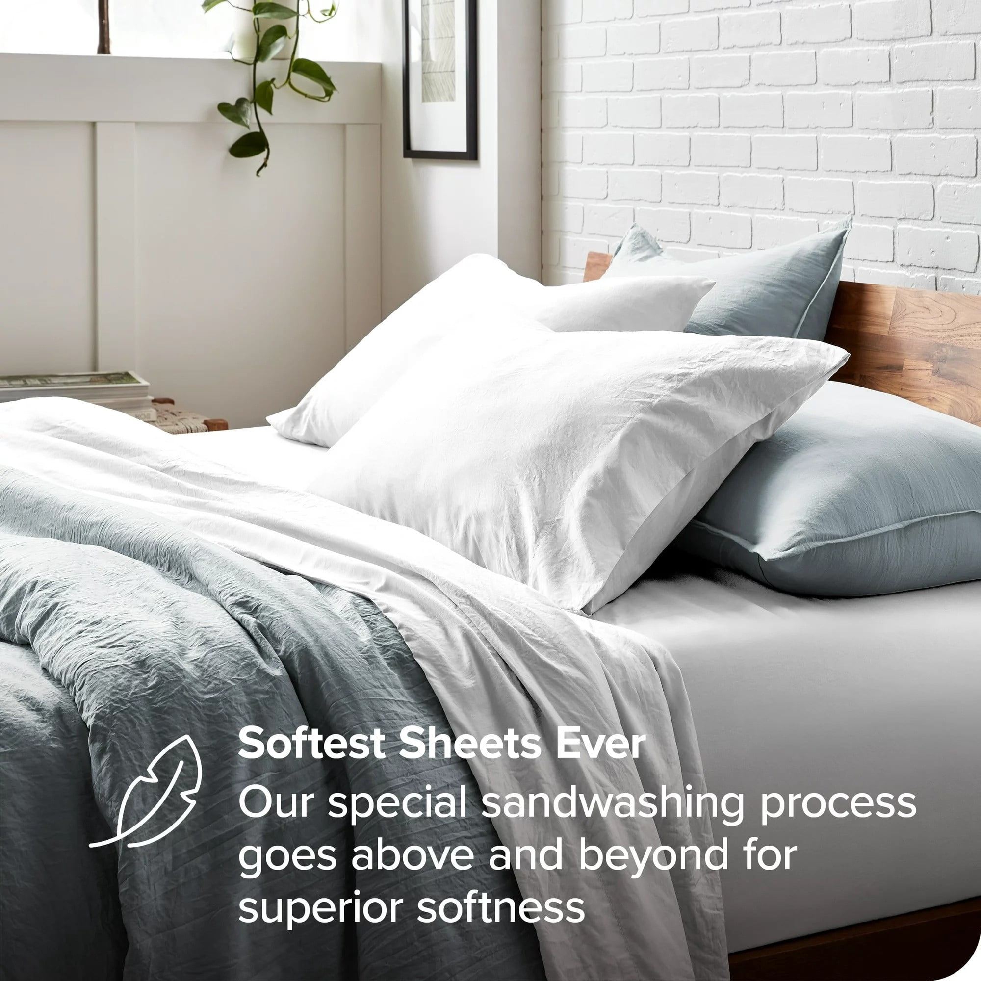 Sandwashed Duvet Cover Set Slate - Oversized Queen - 3 Piece - Walmart.com