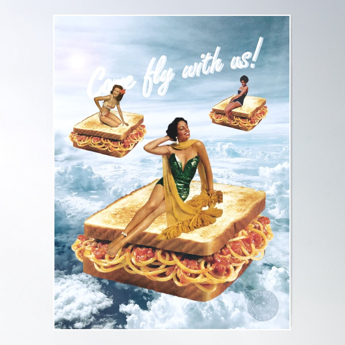 Sandwich Airlines /// Come Fly With Us! Poster Wall Art, Modern Wall ...