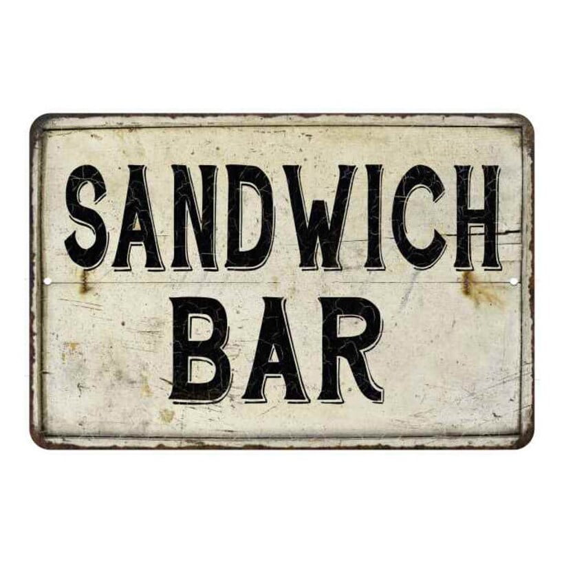 Sandwich Bar Sign, Deli Vintage Look Decor, Sub Shop, Chic Distressed ...