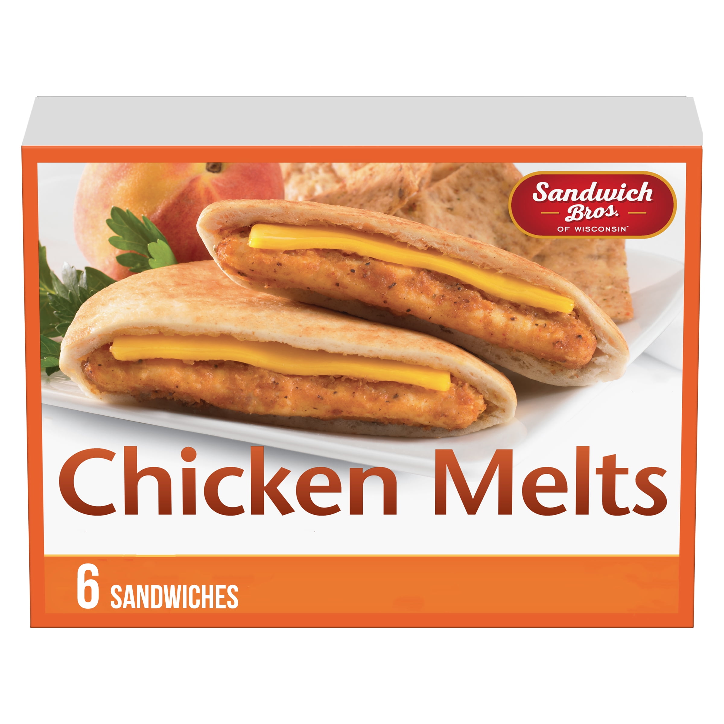 Sandwich Bros. Chicken Melt Flatbread Sandwiches, Frozen Sandwiches, 6 ...