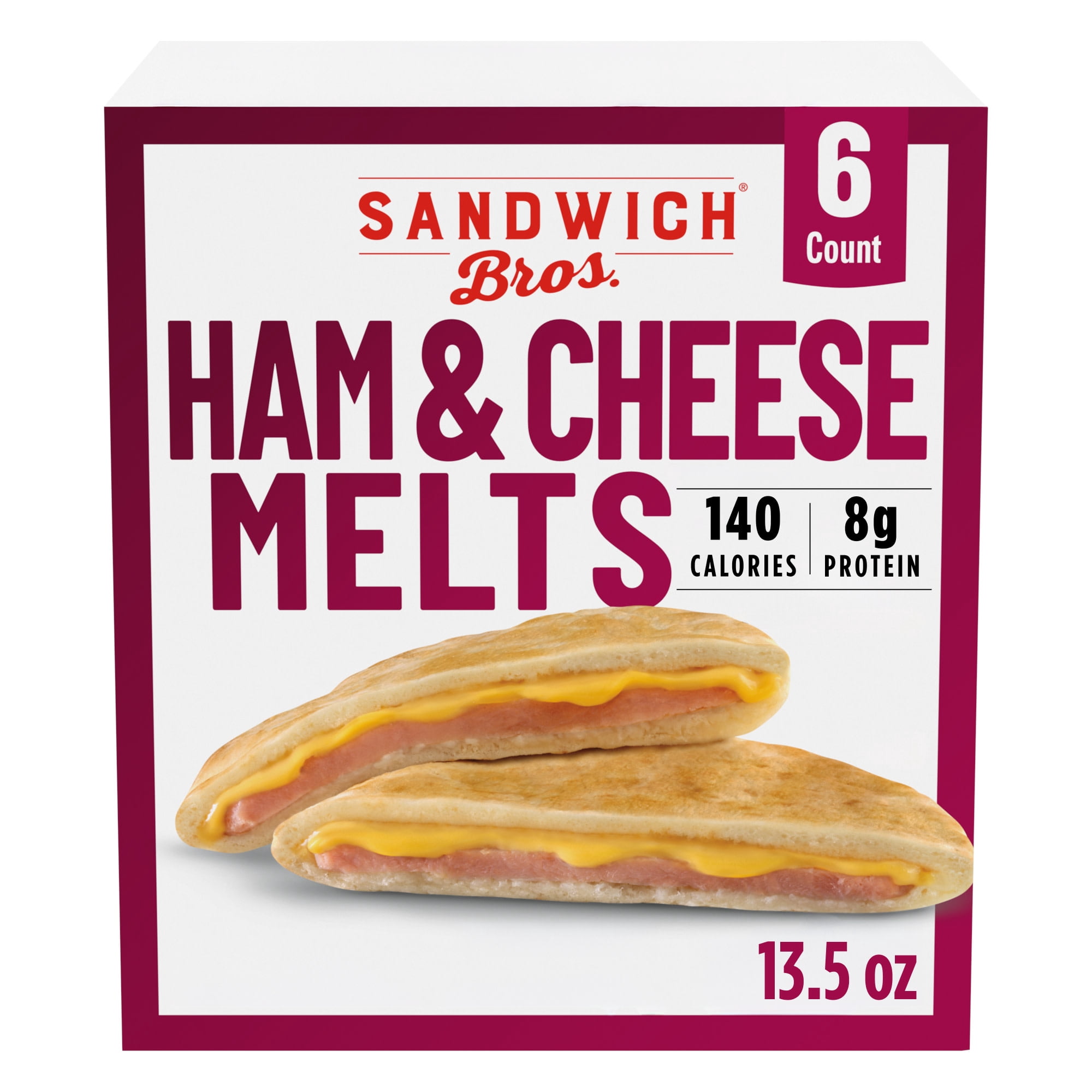 Sandwich Bros. Ham & Cheese Melts, Frozen Pita Sandwiches, 13.5 oz., 6 ...