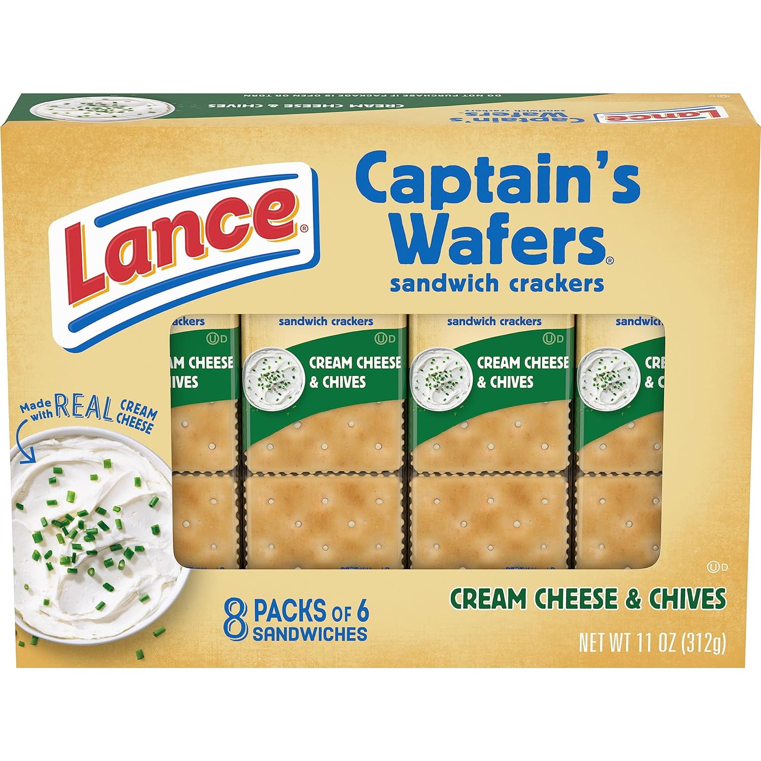 Sandwich Crackers, Captain's Wafers Cream and Chives, 8 Packs, 6 ...