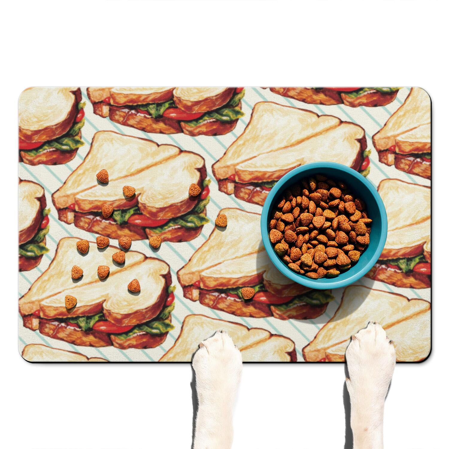 Sandwich Design Pet Feeding Mat - Highly Absorbent Dog Bowl Mat with ...