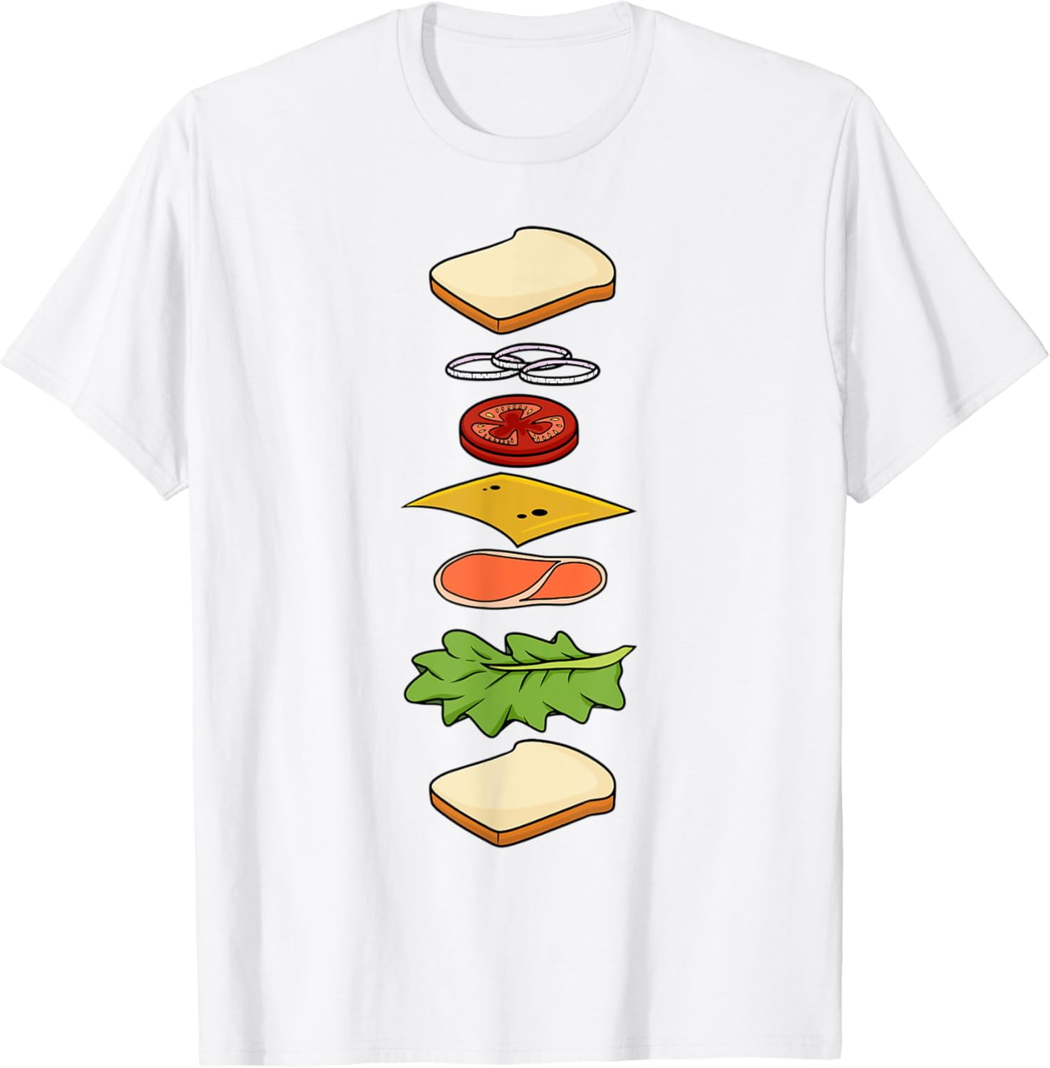 Sandwich Ham Meat Tomato Salad Cheese Onion Toast Funny T-Shirt ...