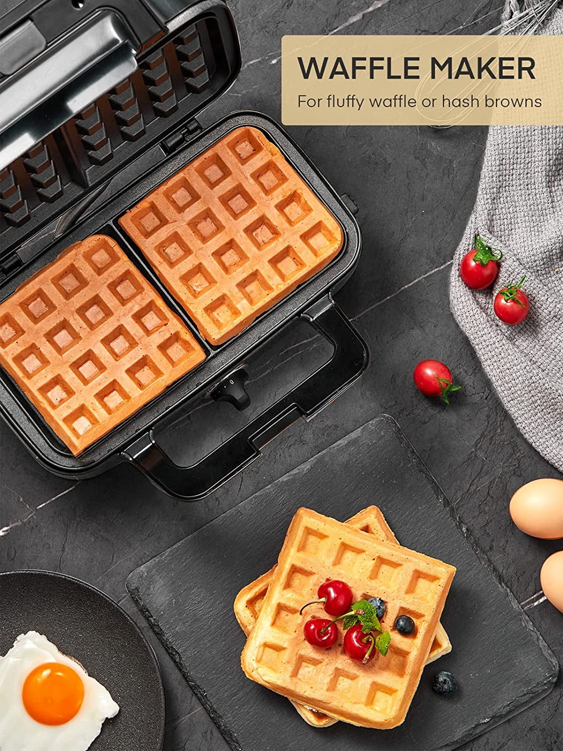 Sandwich Maker 3 In 1 Waffle Maker With Removable Plates, 1200W Grilled ...