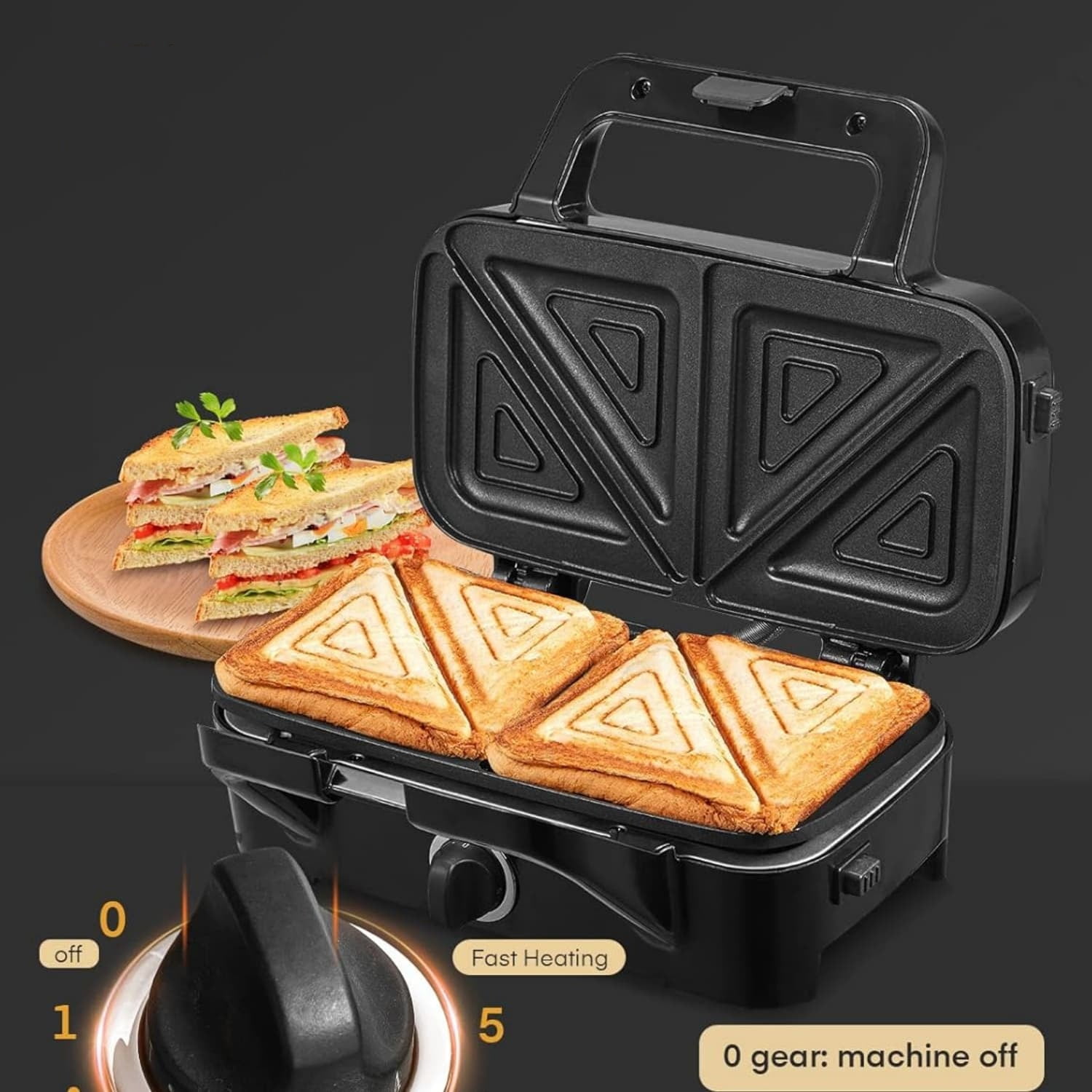 Sandwich Maker 3 In 1 Waffle Maker With Removable Plates,1200W Grilled ...