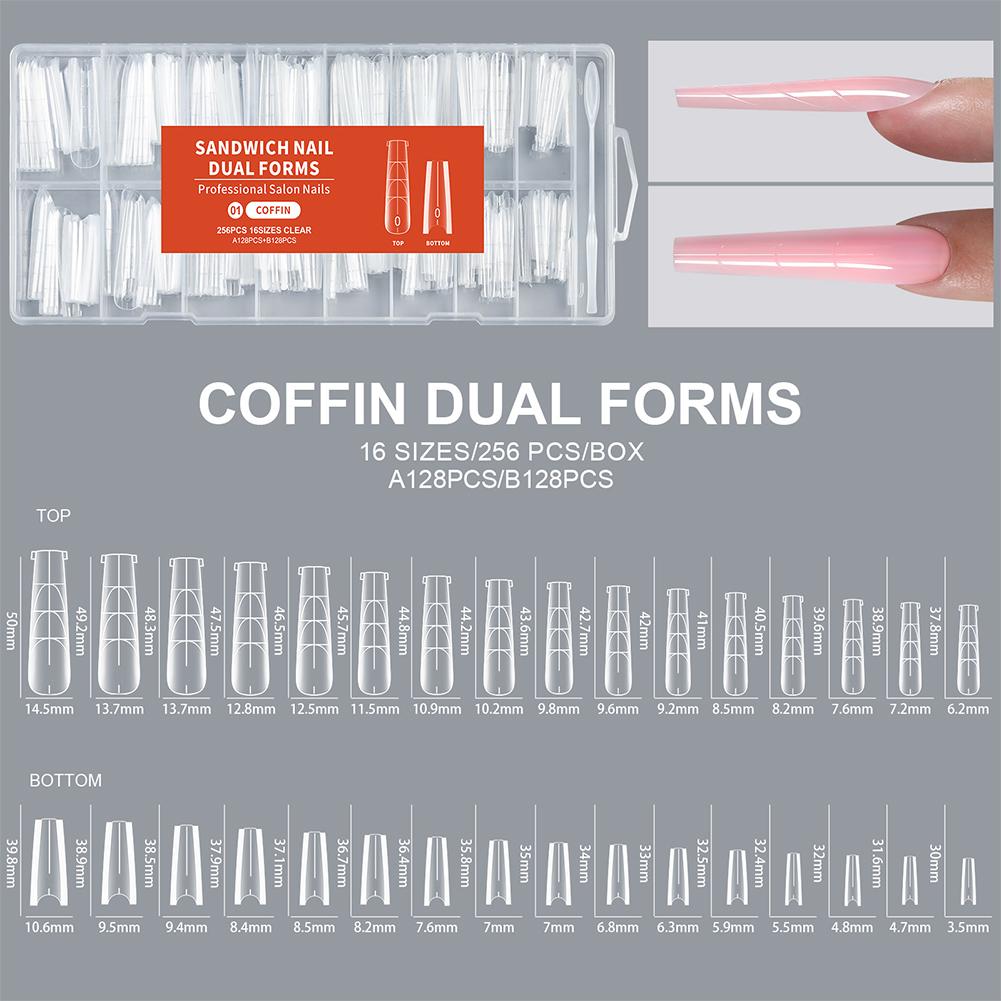 Sandwich Nails Dual Forms - 256Pcs Long Nail Mold for Quick Nails ...