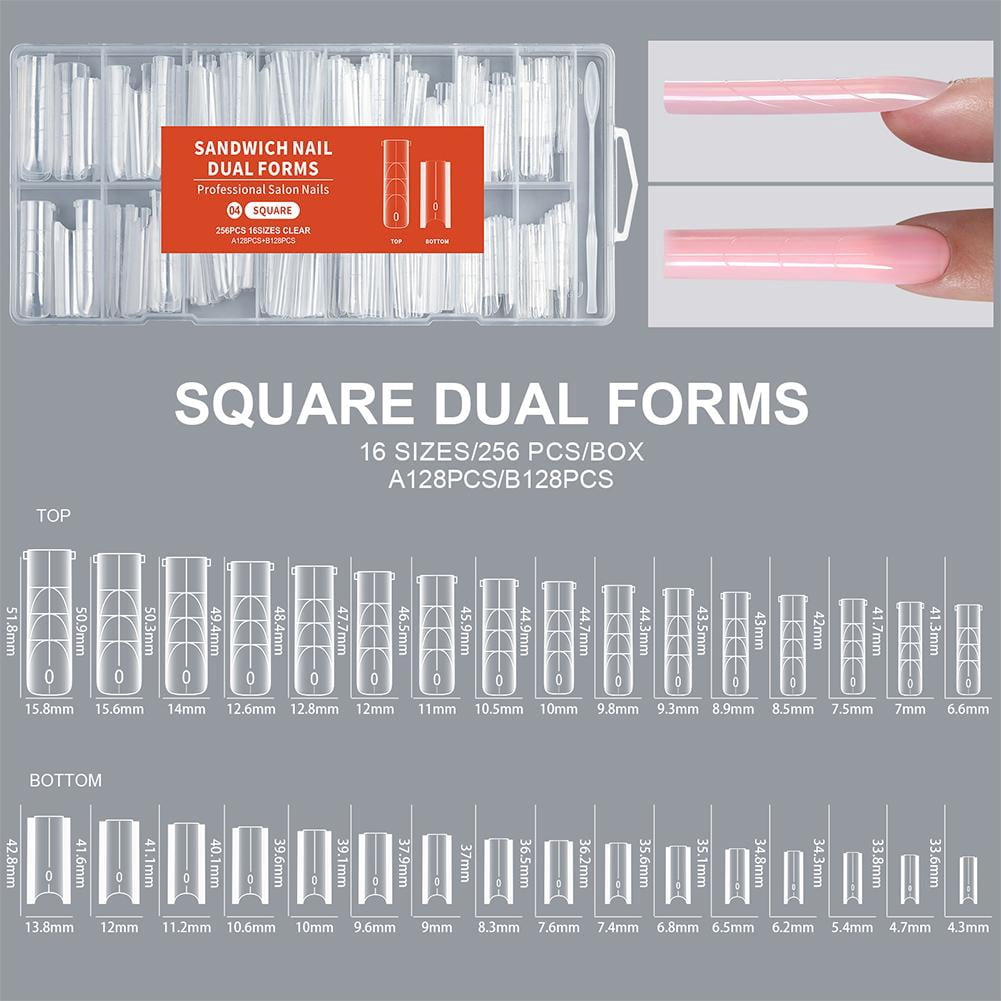 Sandwich Nails Dual Forms - 256Pcs Long Nail Mold for Quick Nails ...