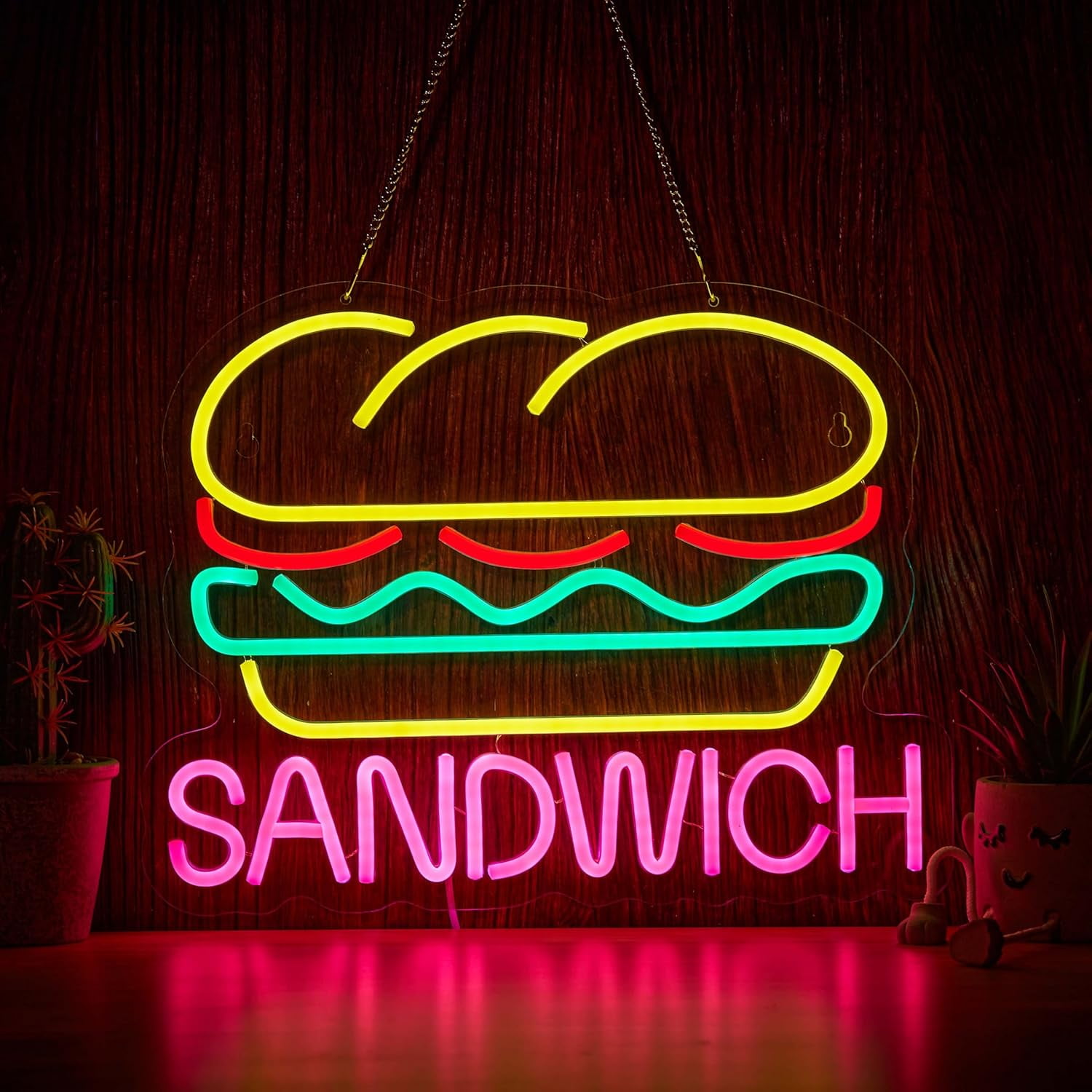 Sandwich Neon Sign for Wall Decor Dimmable Neon Light Neon Art Signs ...