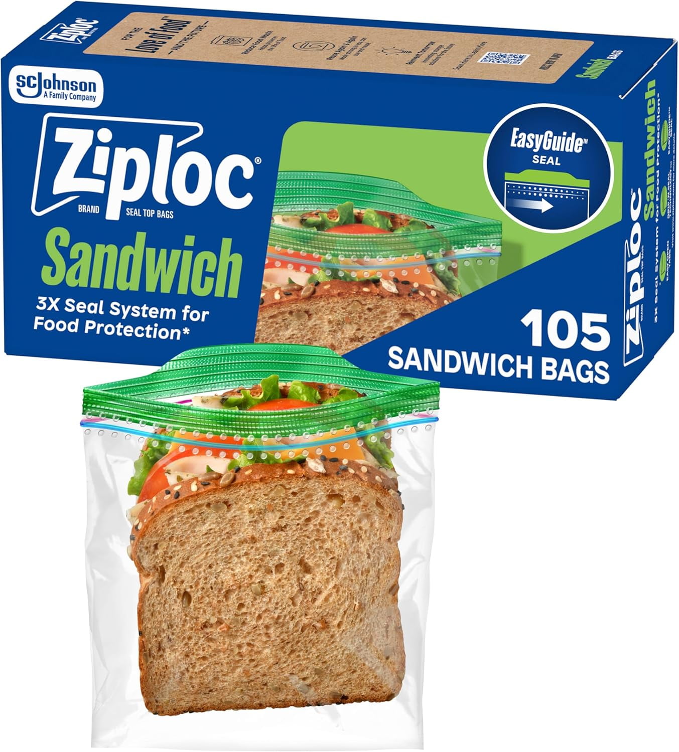 Sandwich and Snack Bags, Easy Open and Close, Plastic Food Storage Bags ...