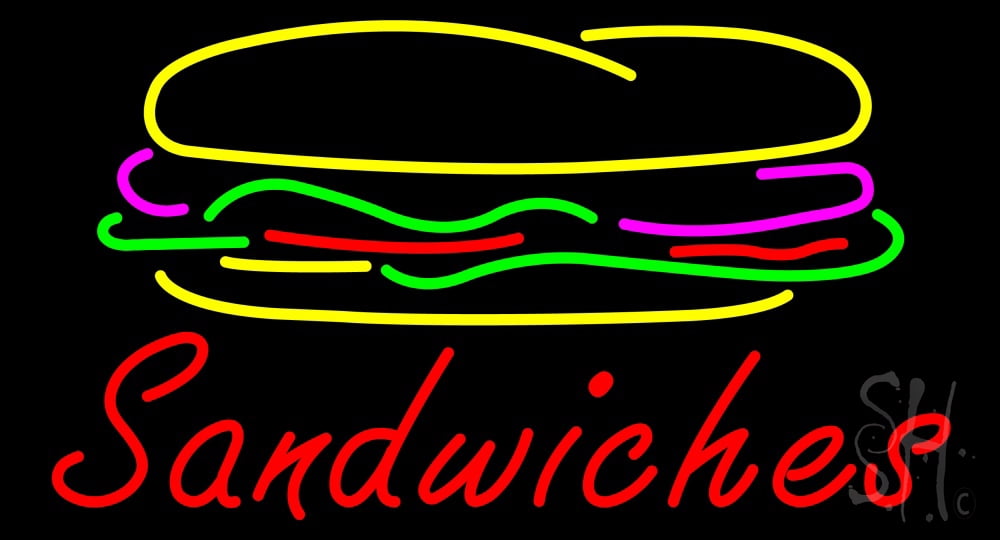 Sandwiches Logo LED Neon sign 20 x 37 - inches, Black Square Cut ...