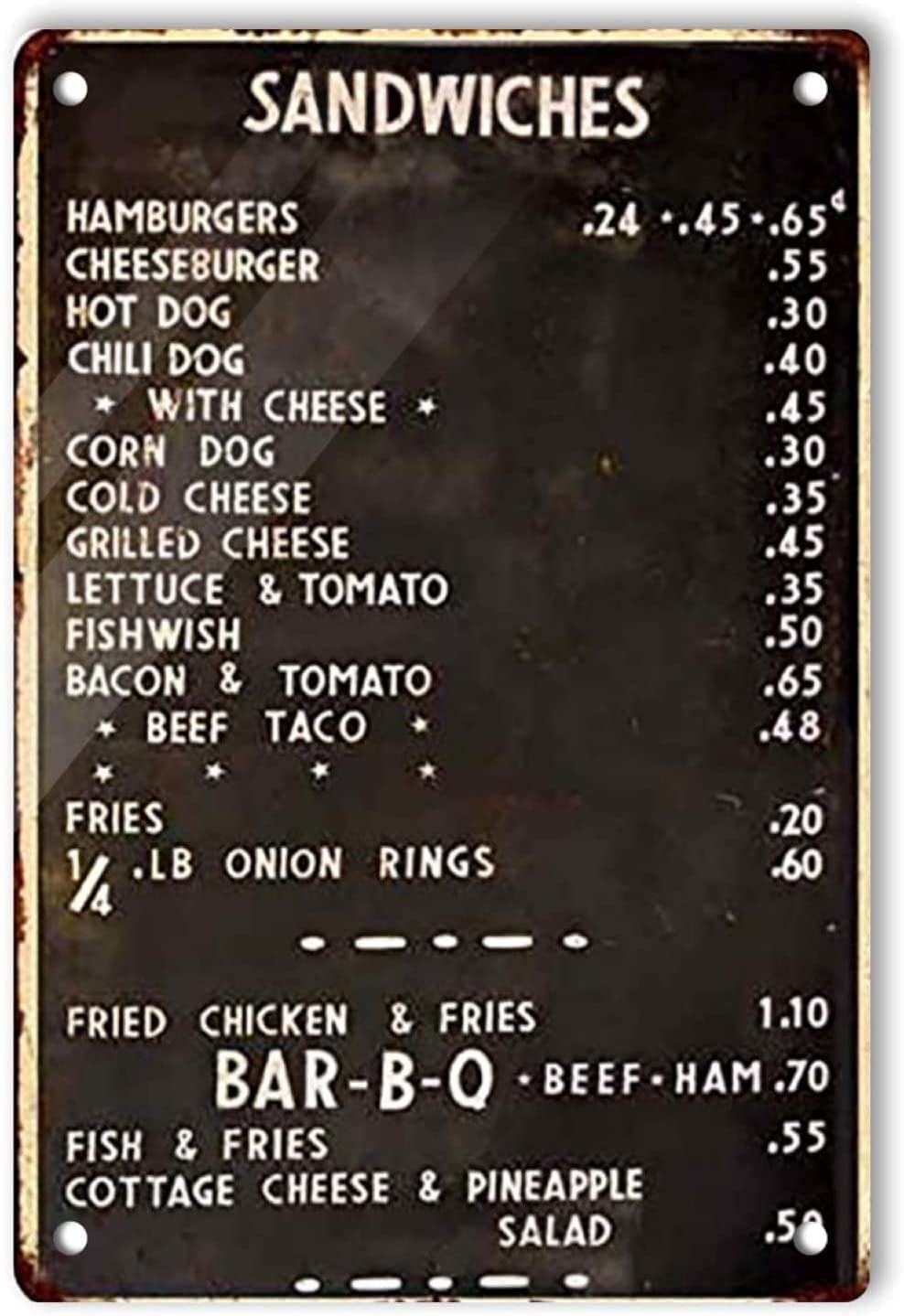 Sandwiches Menu Aluminum Signs Metal Vintage Pub Aluminum Sign Wall ...