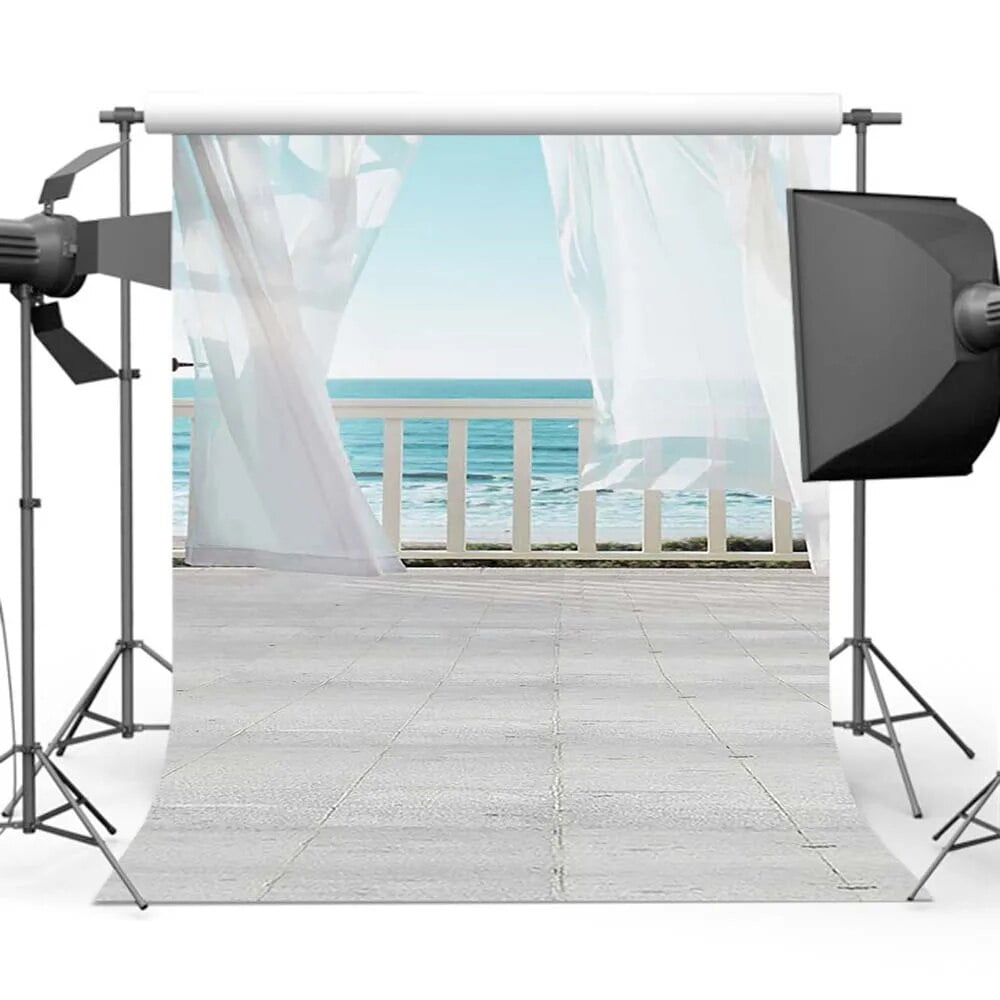 Sandy Beach Backgrounds Blue Sky Sea Backdrop Newborn Photography ...