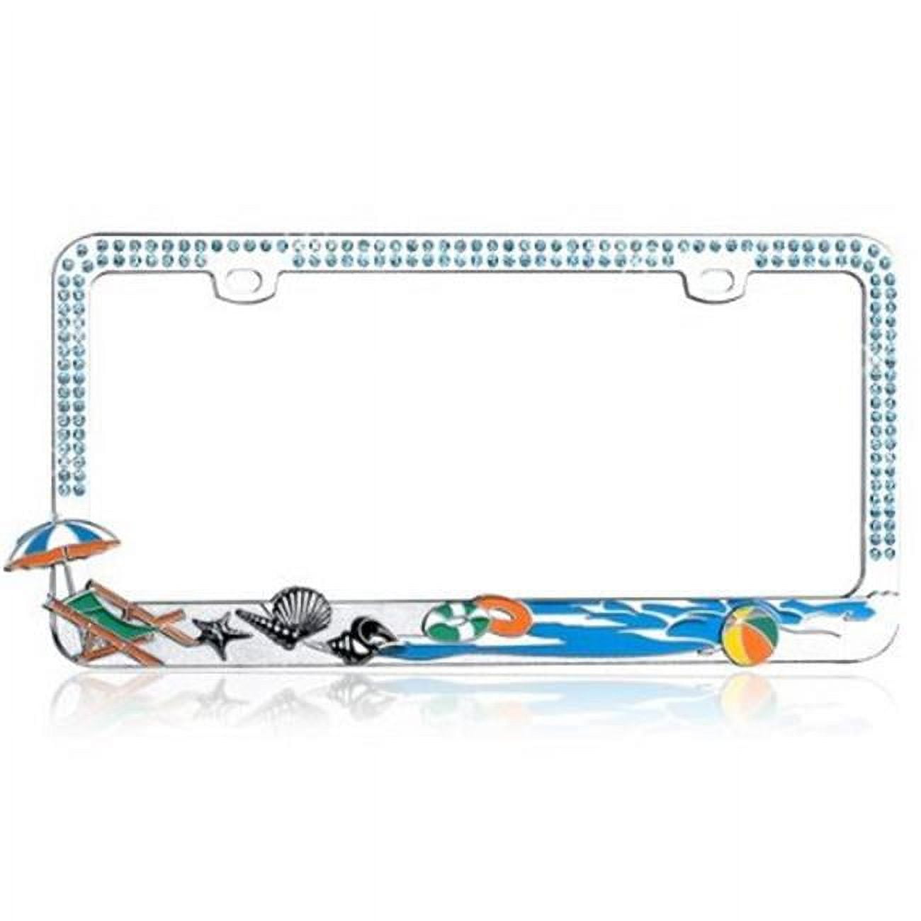 Sandy Beach Design Blue Diamond Bling License Plate Frame - Walmart ...