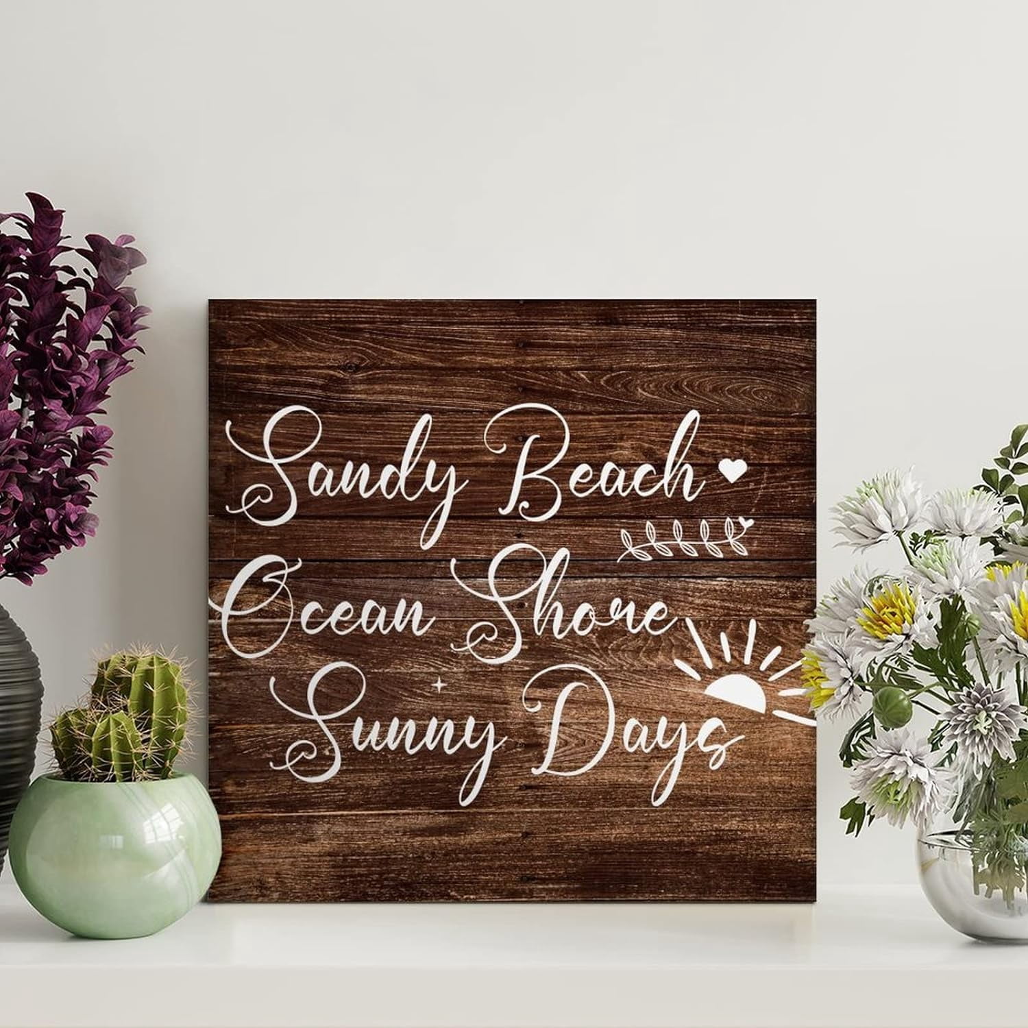 Sandy Beach Ocean Shore Sunny Days Wood Signs Vintage Wood Plaque ...
