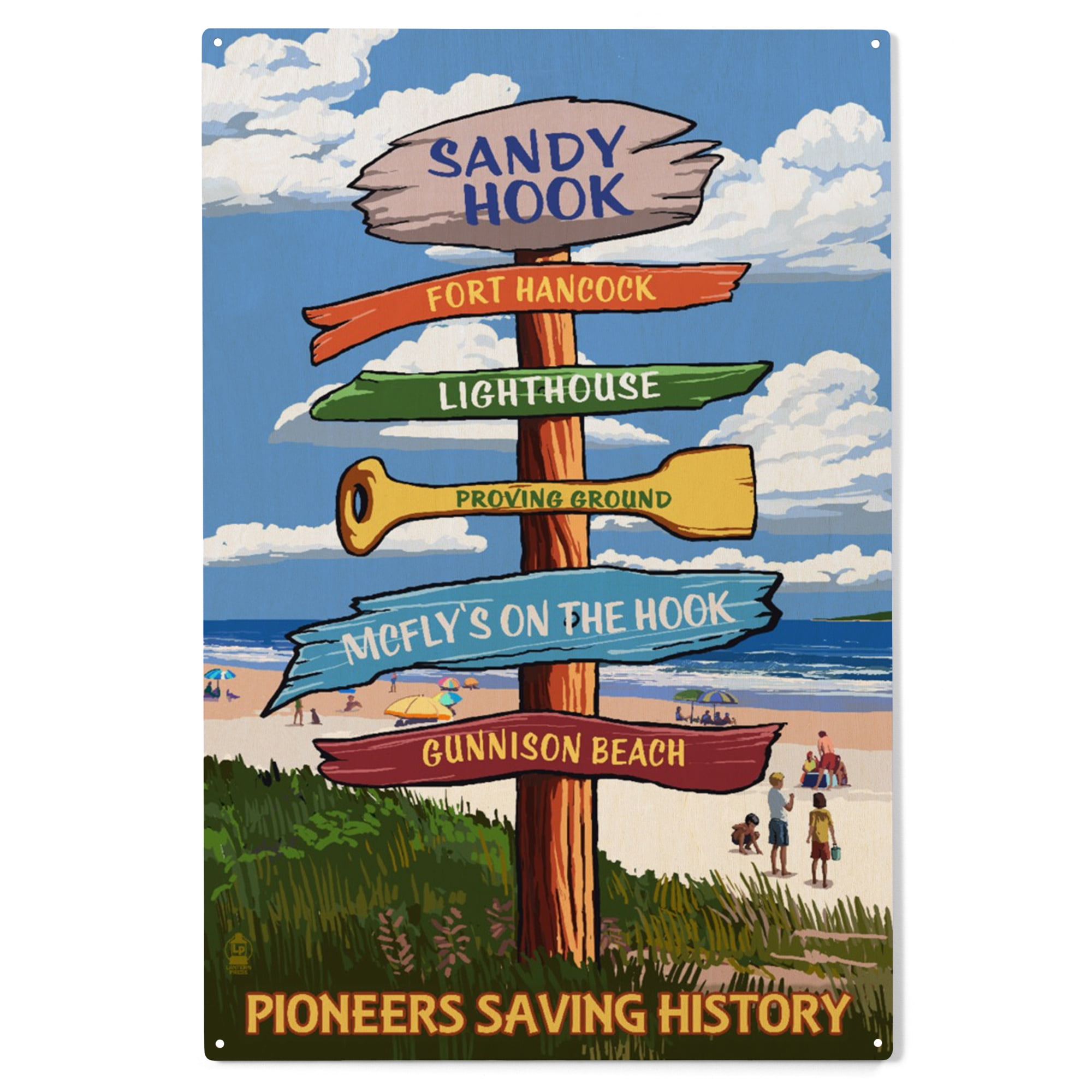 Sandy Hook, New Jersey, Signpost Destinations Birch Wood Wall Sign (10x15 Rustic Home Decor ...