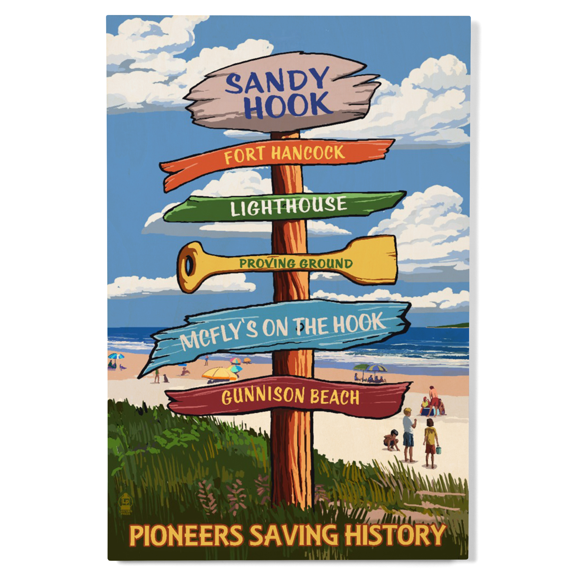 Sandy Hook, New Jersey, Signpost Destinations Birch Wood Wall Sign ...