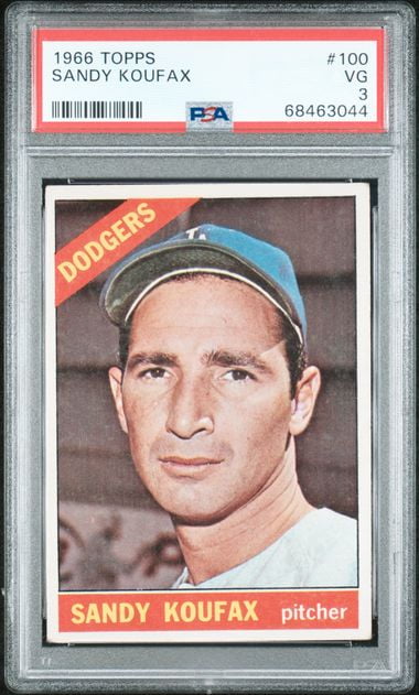 Sandy Koufax 1966 Topps Baseball Card #100 Graded PSA 3 68463044 ...