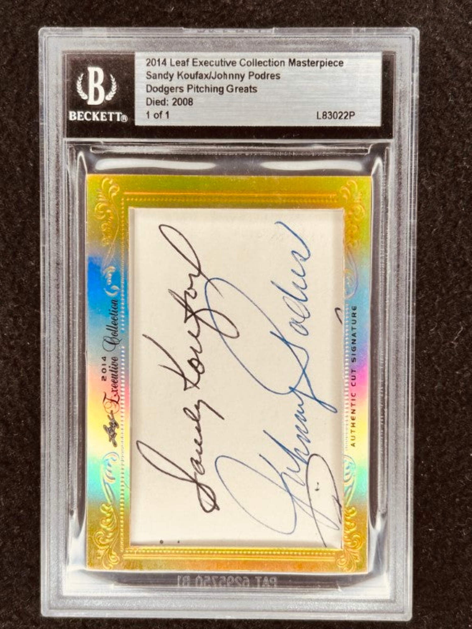 Sandy Koufax and Johnny Podres 2014 Leaf Masterpiece Cut Signature ...