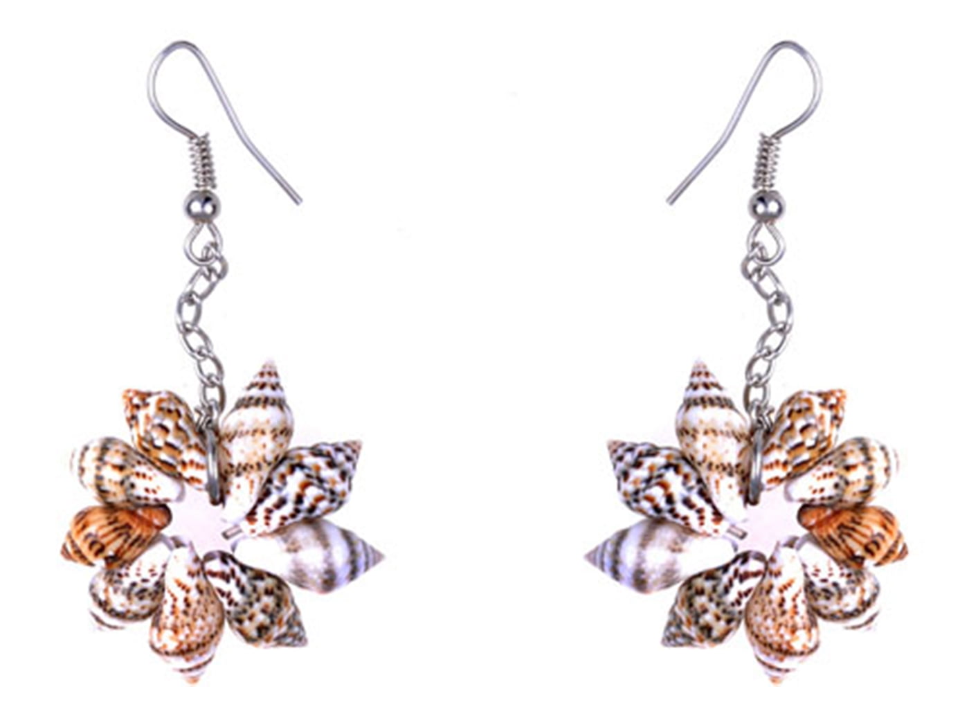 Sandy Tan Brown Colored Seashell Sea Shell Flower Design Fashion Drop ...