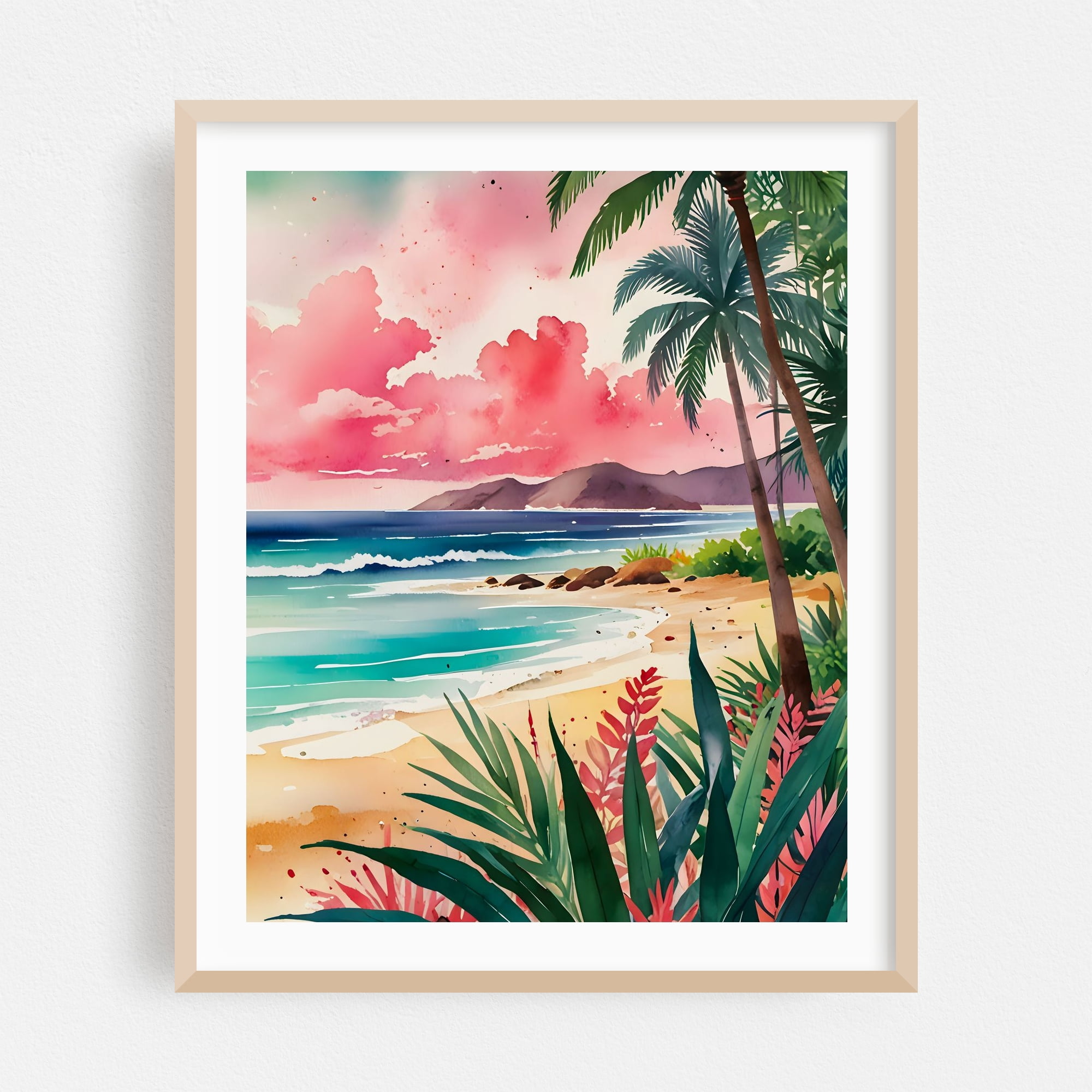 Sandy Toes - Painting Tropical Beach Seascape Palm Tree Watercolor ...
