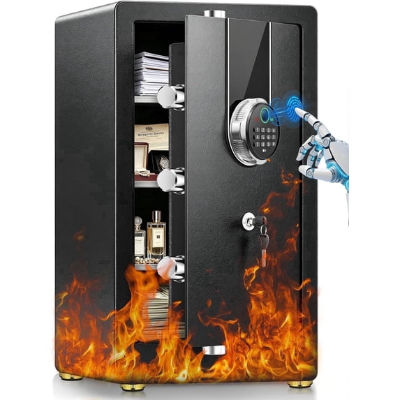 Sanfnz 3.5 CuFt Fireproof Safety Box for Home, Biometric Digital Safe ...
