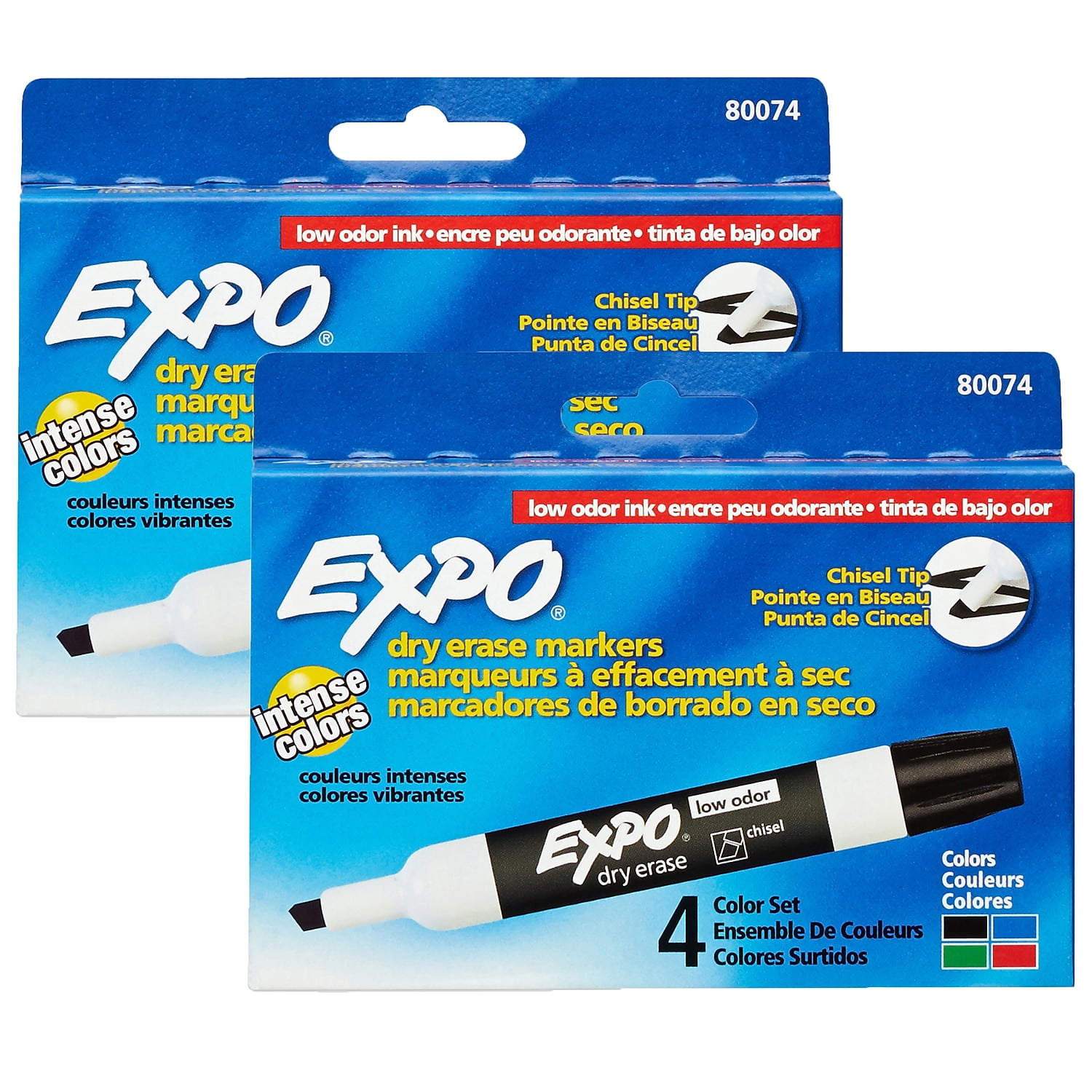 Sanford L.P. SAN80074-2 Expo Marker Expo 2 Dry Erase 4 Color Chisel ...