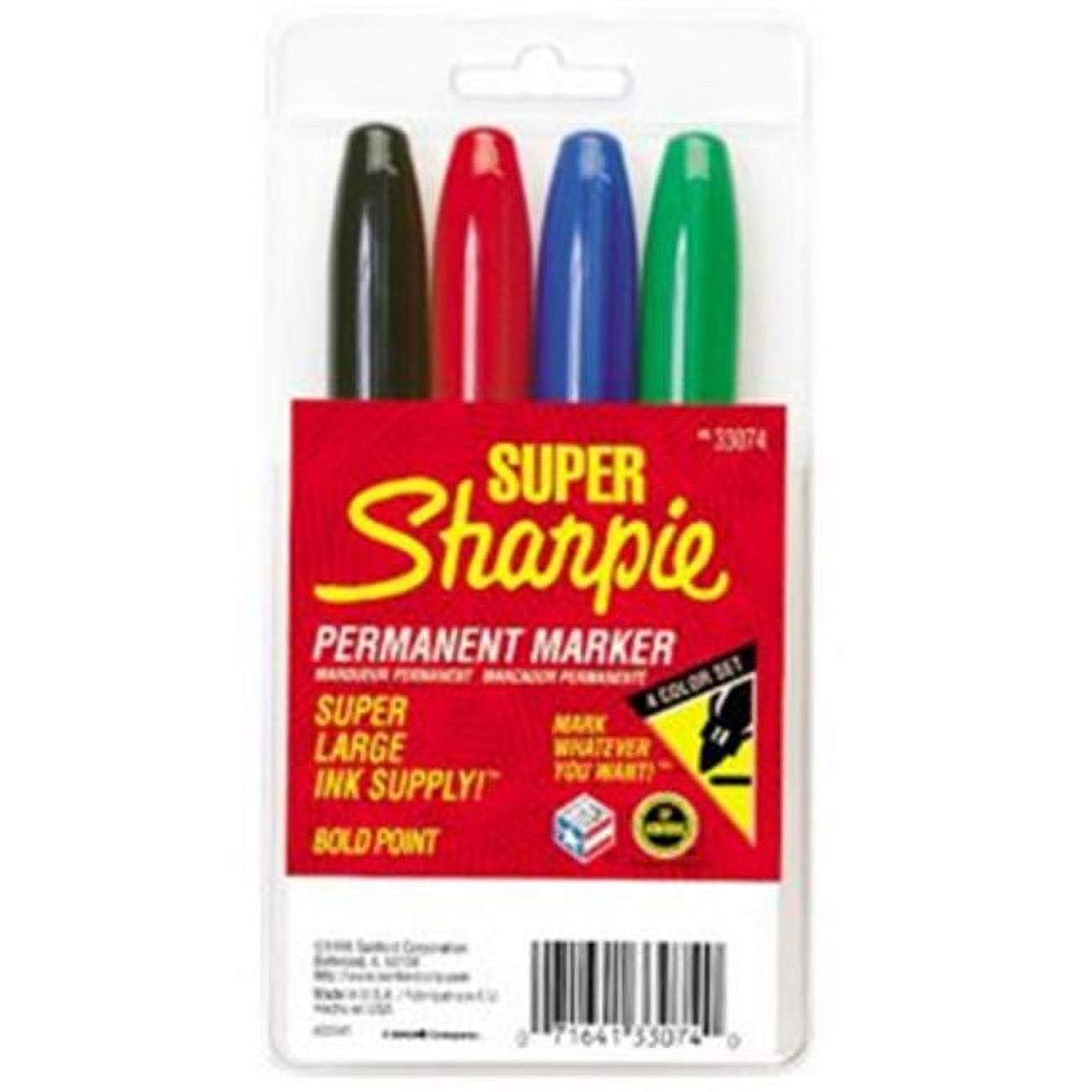 Sanford SAN33074BN Marker Set Sharpie Super Black Red Blue Green 4 ...