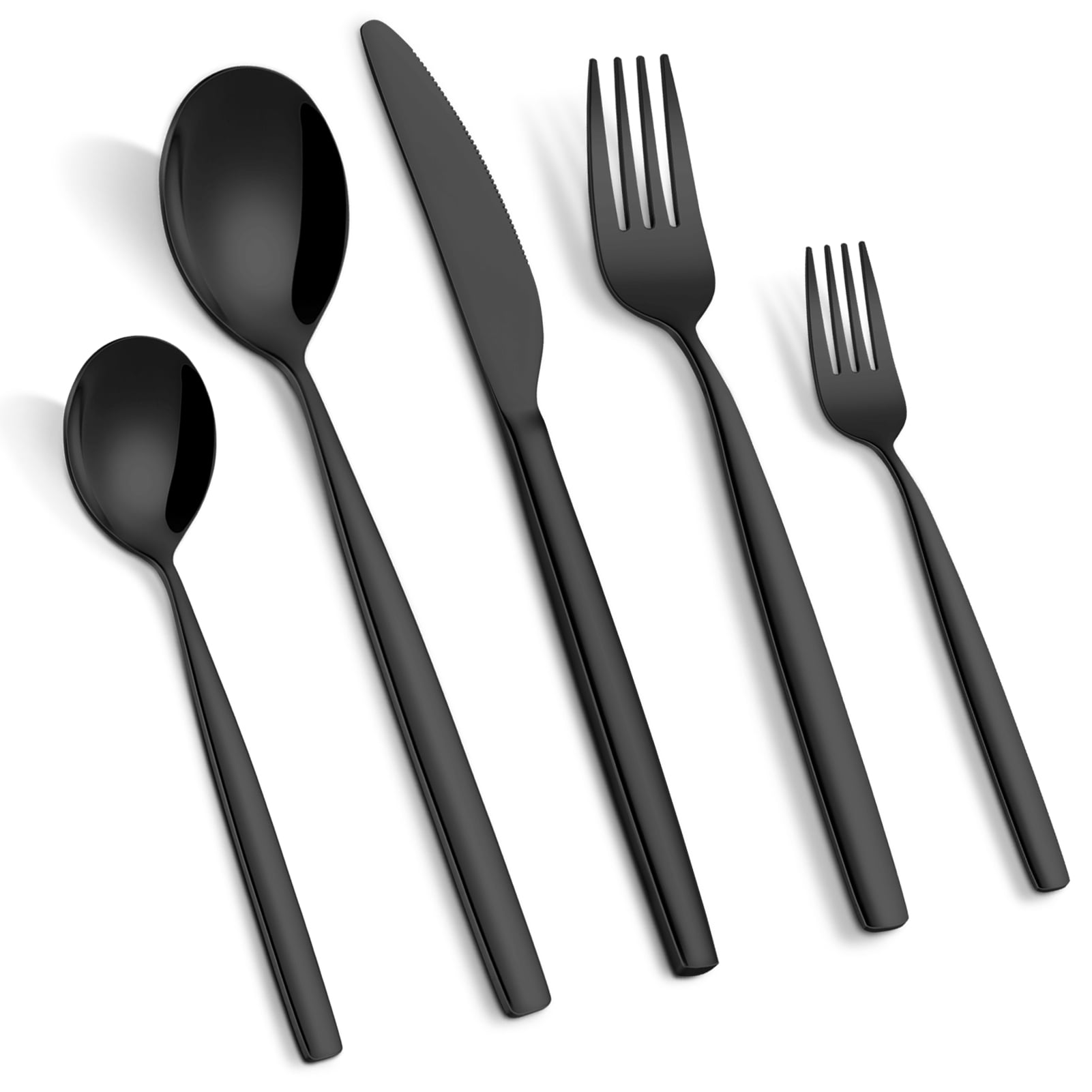 Sangdo Black Silverware Set 30 pieces Stainless Steel Flatware Set Kitchen Utensil Set Service ...