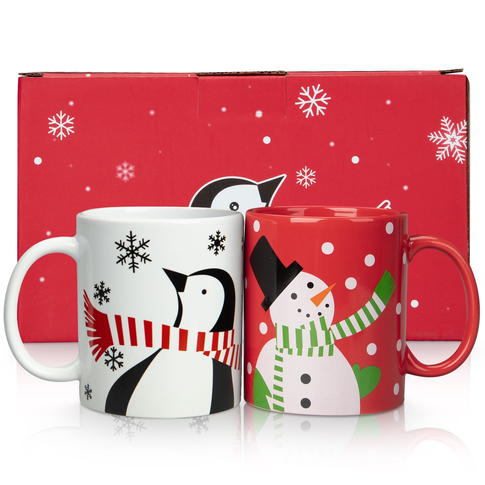 Sangdo Christmas Mug Set of 2, 12 oz Ceramic Coffee Mug Cup with Gift ...