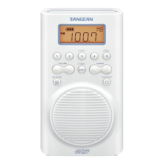 Sangean AM/FM Weather Band Emergency Waterproof Shower Clock Radio With ...