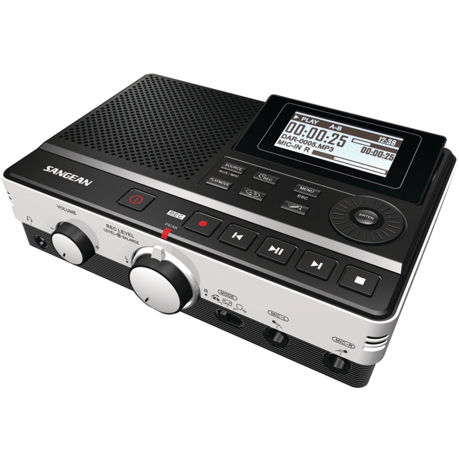 Sangean DAR-101 Tabletop Rechargeable Digital MP3 Recorder with Built ...