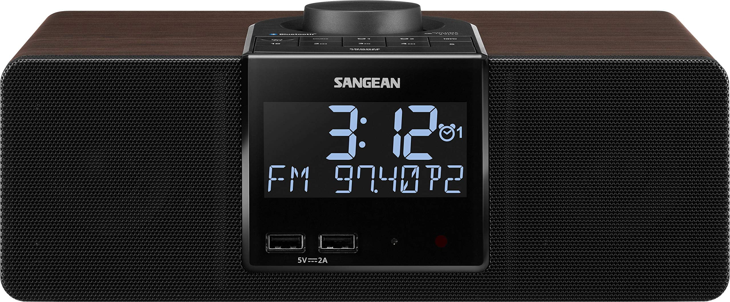 Sangean RCR-40 AM/FM Bluetooth Tabletop Wooden Clock Radio with Alarm ...